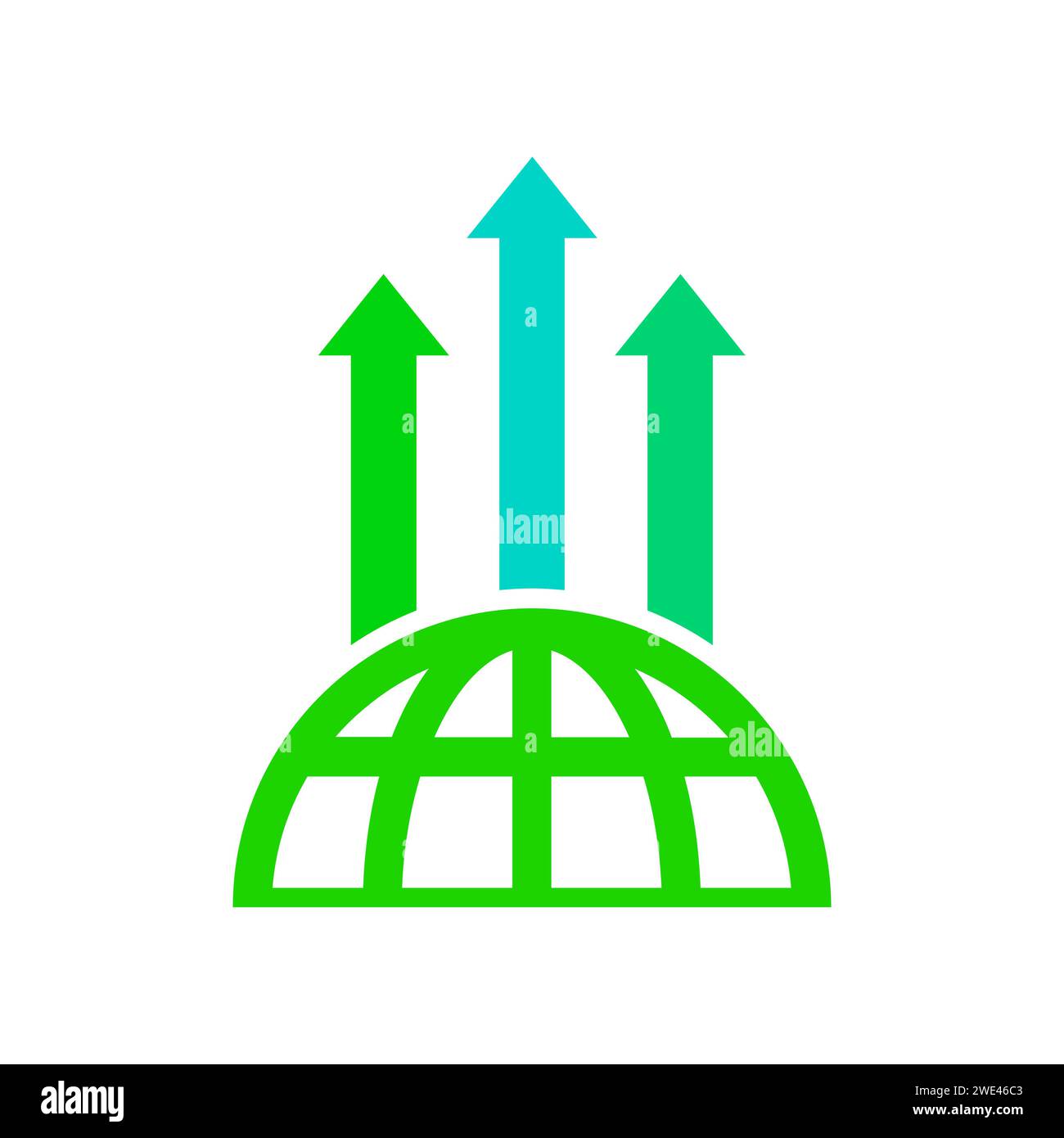 Upper Arrows On Top Of A Half Globe Icon Stock Vector Image & Art - Alamy