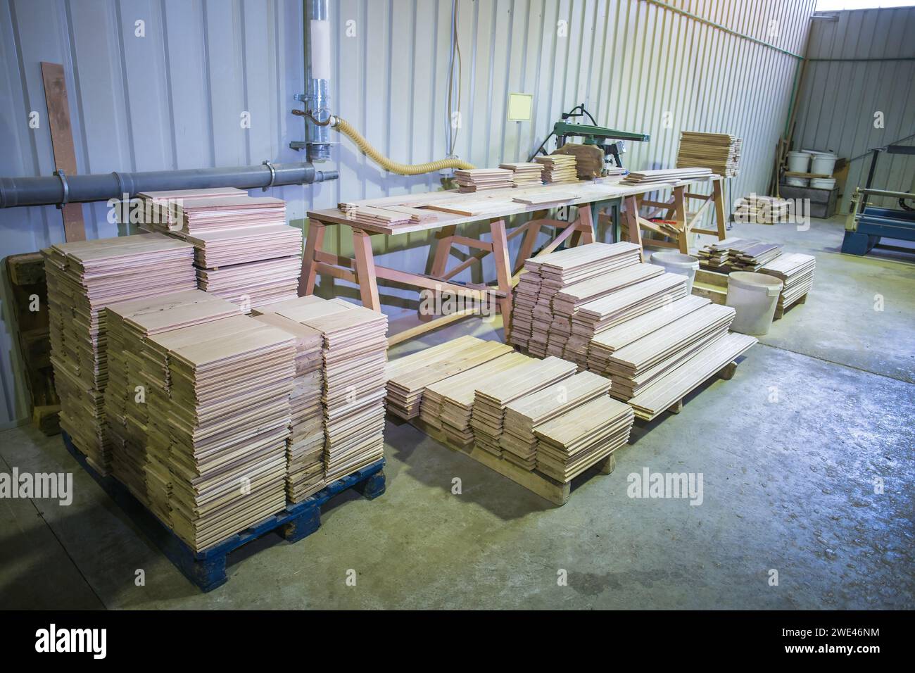 wood factory products stored in warehouse Stock Photo - Alamy