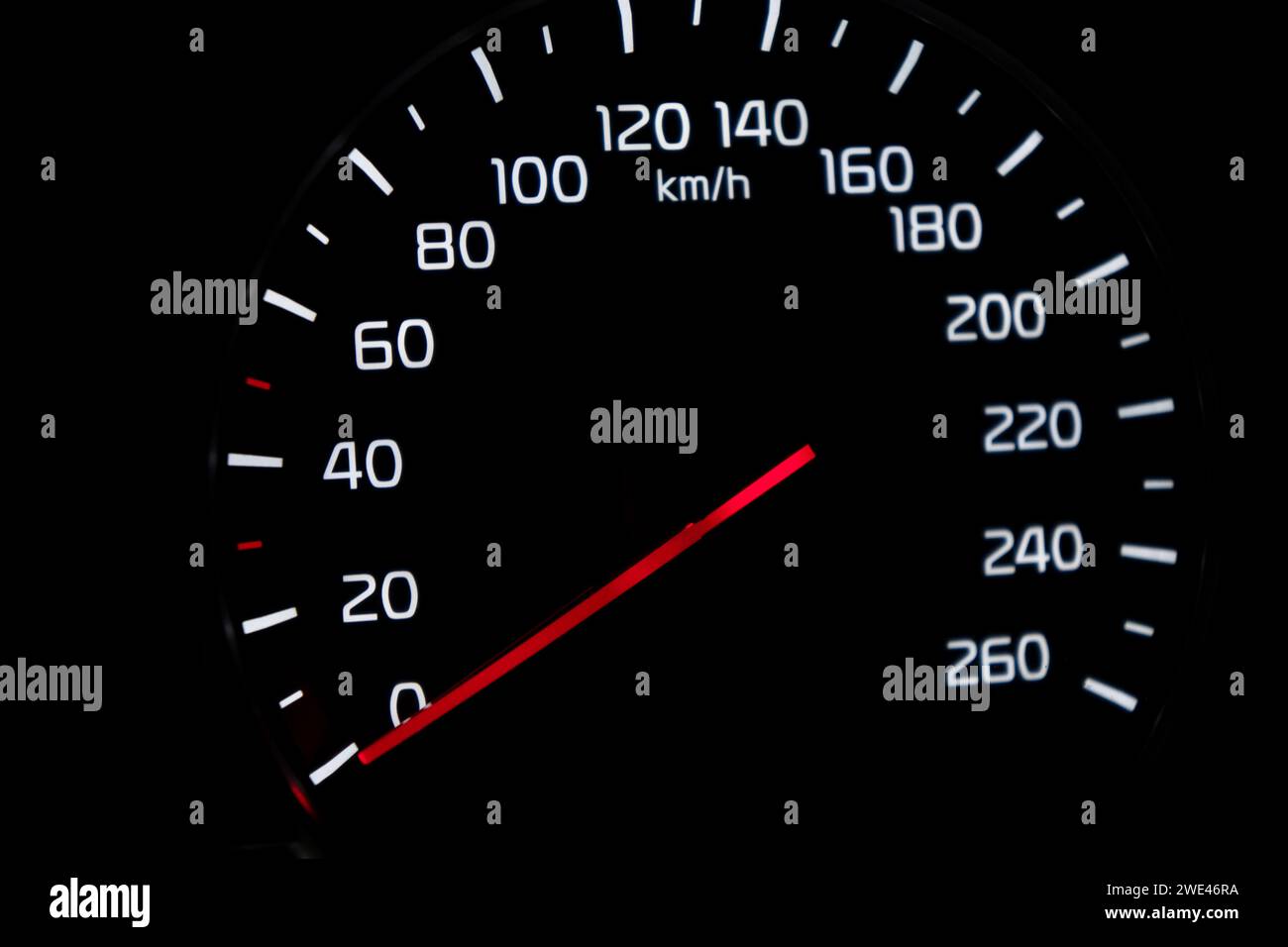 Close up shot of speedometer in car. Car dashboard. Dashboard details ...