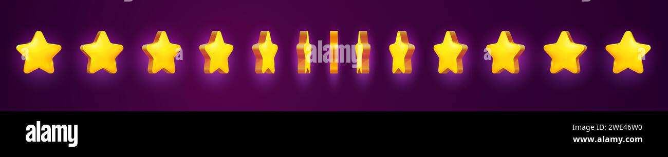 Arcade game star animation sequence, cartoon reward sprite rotate ...