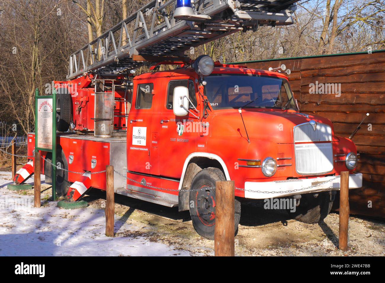 MAN fire engine on display at the Szigethalom Wildlife Park, Csepel ...