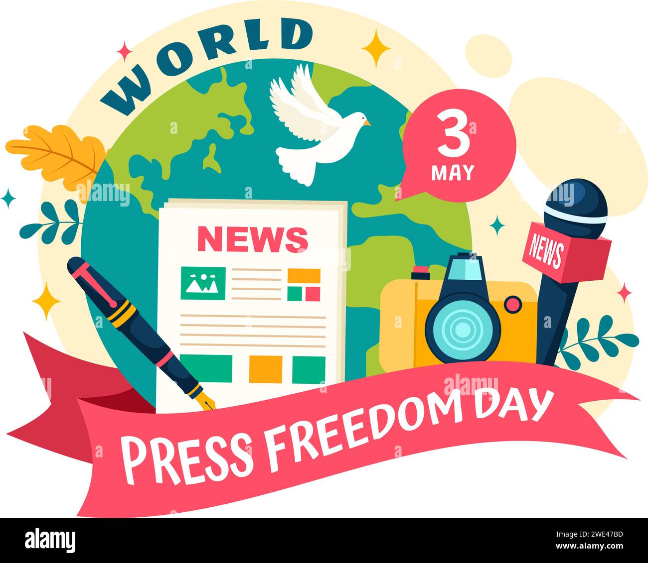 World Press Freedom Day Vector Illustration on May 3 with News ...