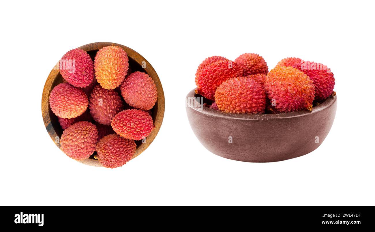 Lychee isolated on white background. Lychees in a bowl on a white ...