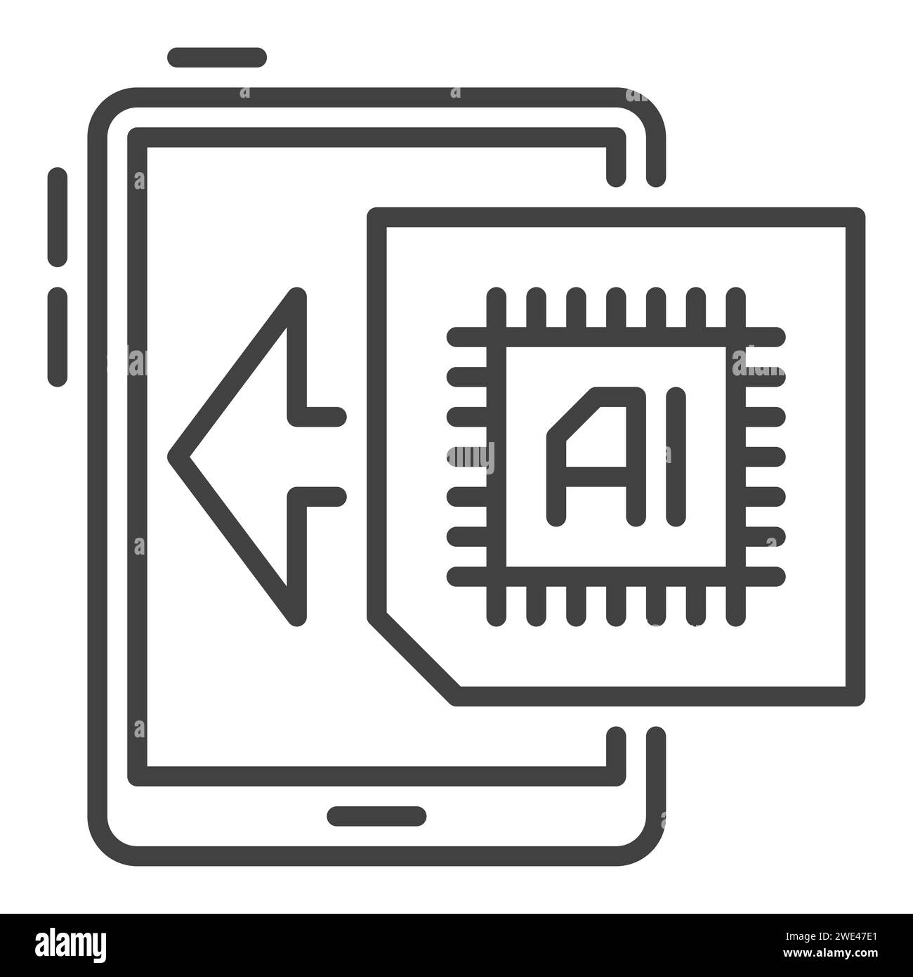 Tablet with Artificial Intelligence vector AI concept icon or symbol in outline style Stock ...
