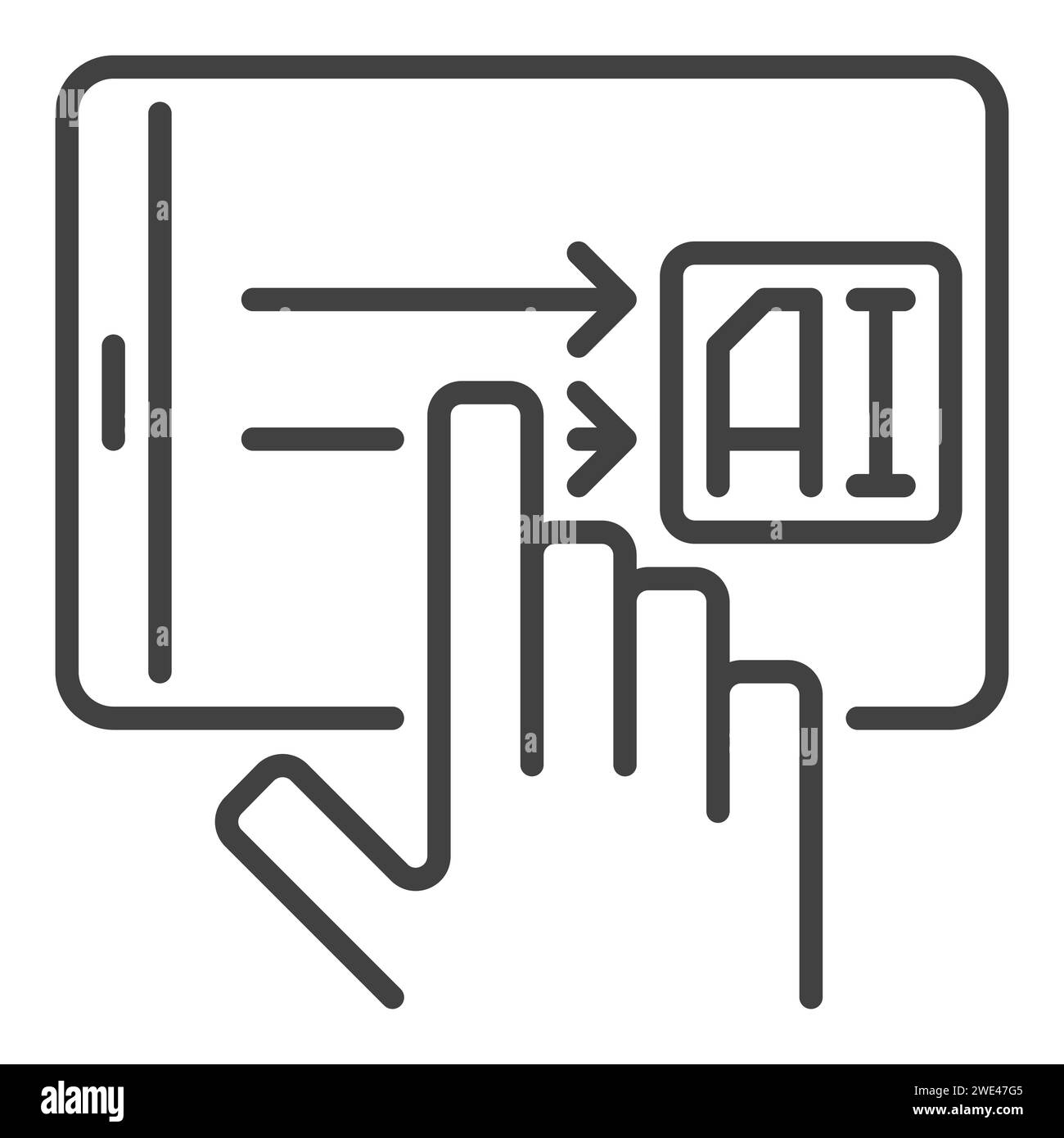 Tablet with AI vector Artificial Intelligence concept thin line icon or symbol Stock Vector ...