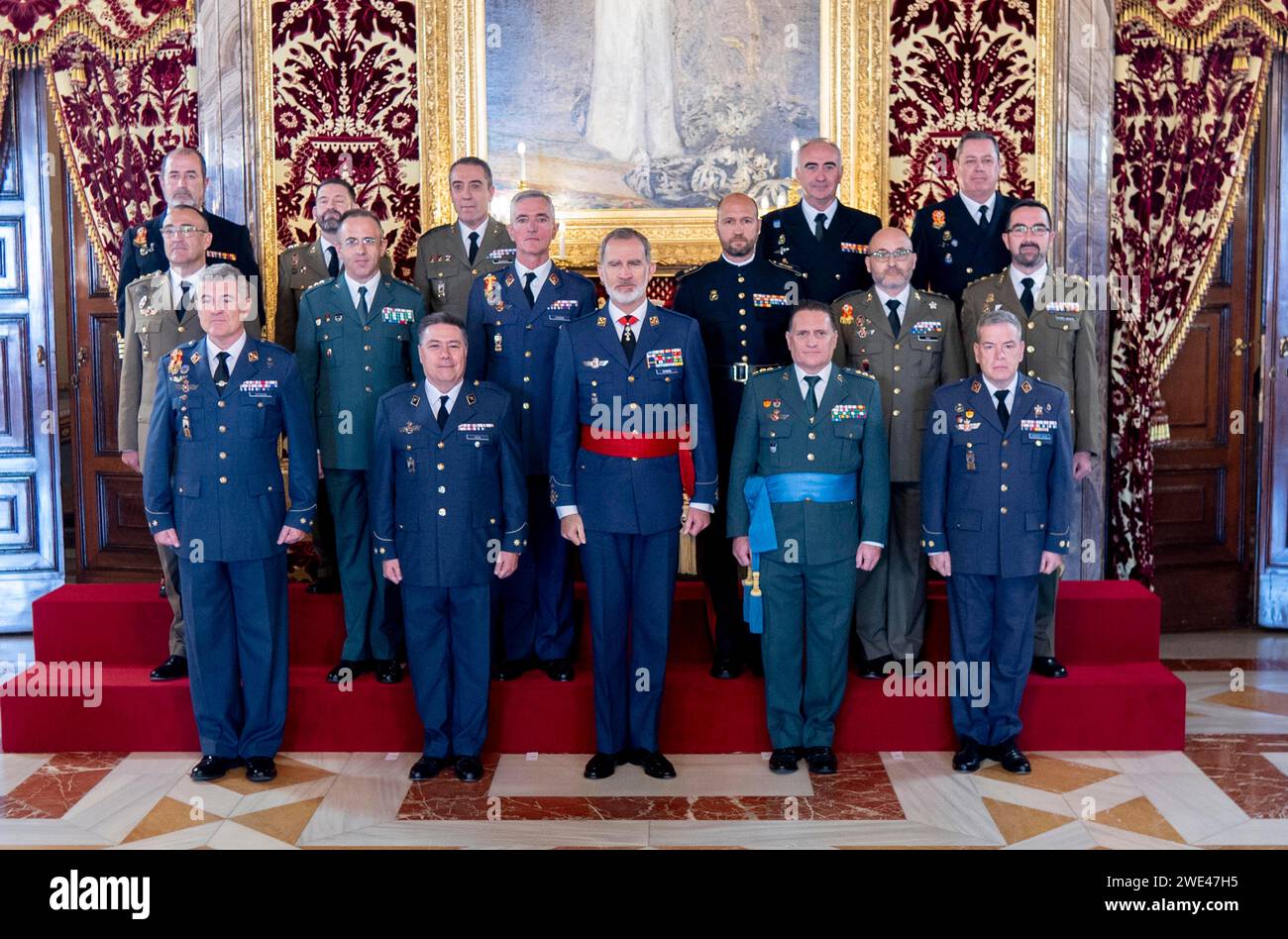 King Felipe VI receives in military audience a group of colonels and ...
