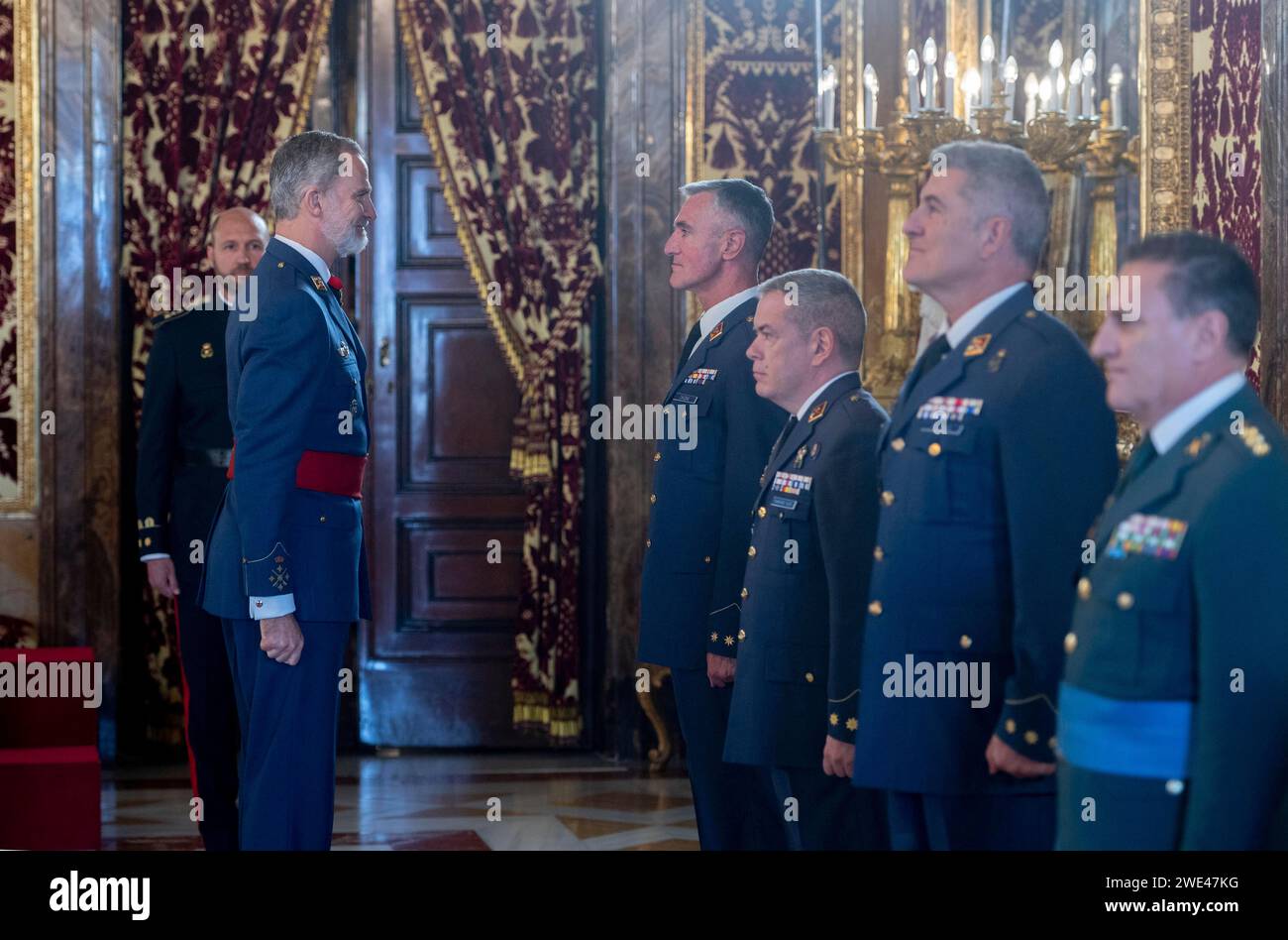 King Felipe VI receives in military audience a group of colonels and ...