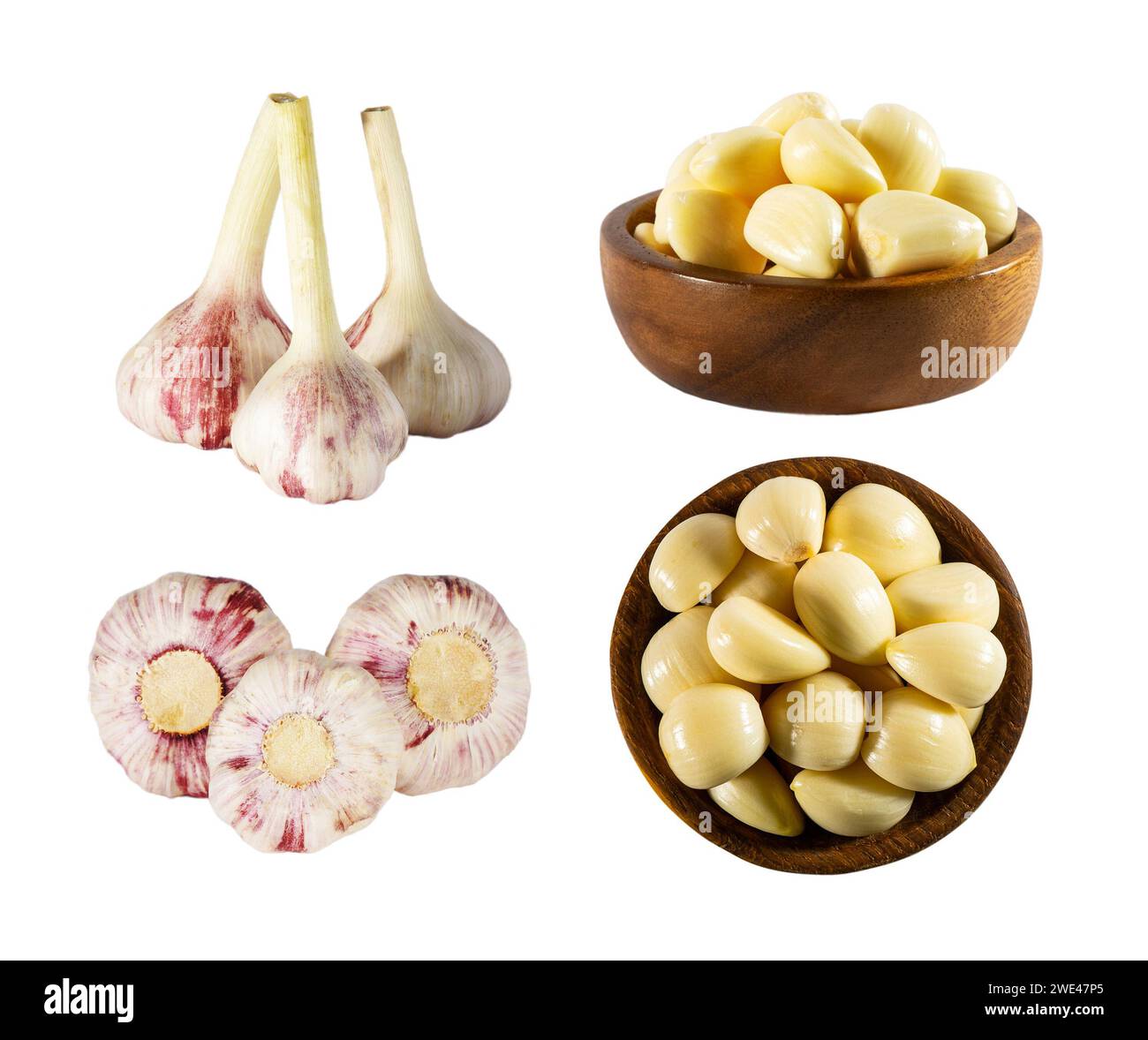 Garlic cloves and young heads of garlic. Garlic Isolated on white ...