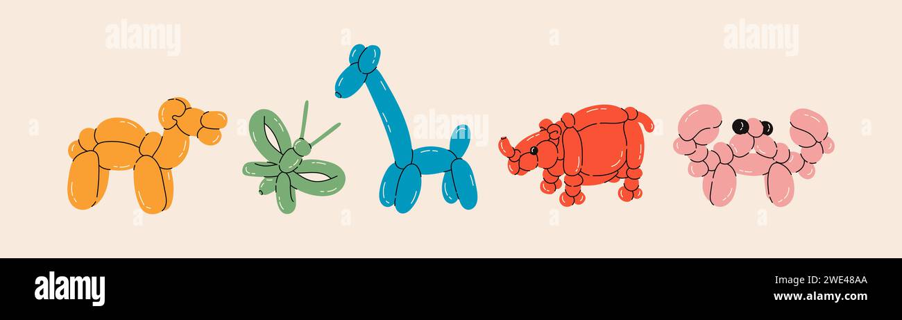 Set of balloon animals Stock Vector Image & Art - Alamy