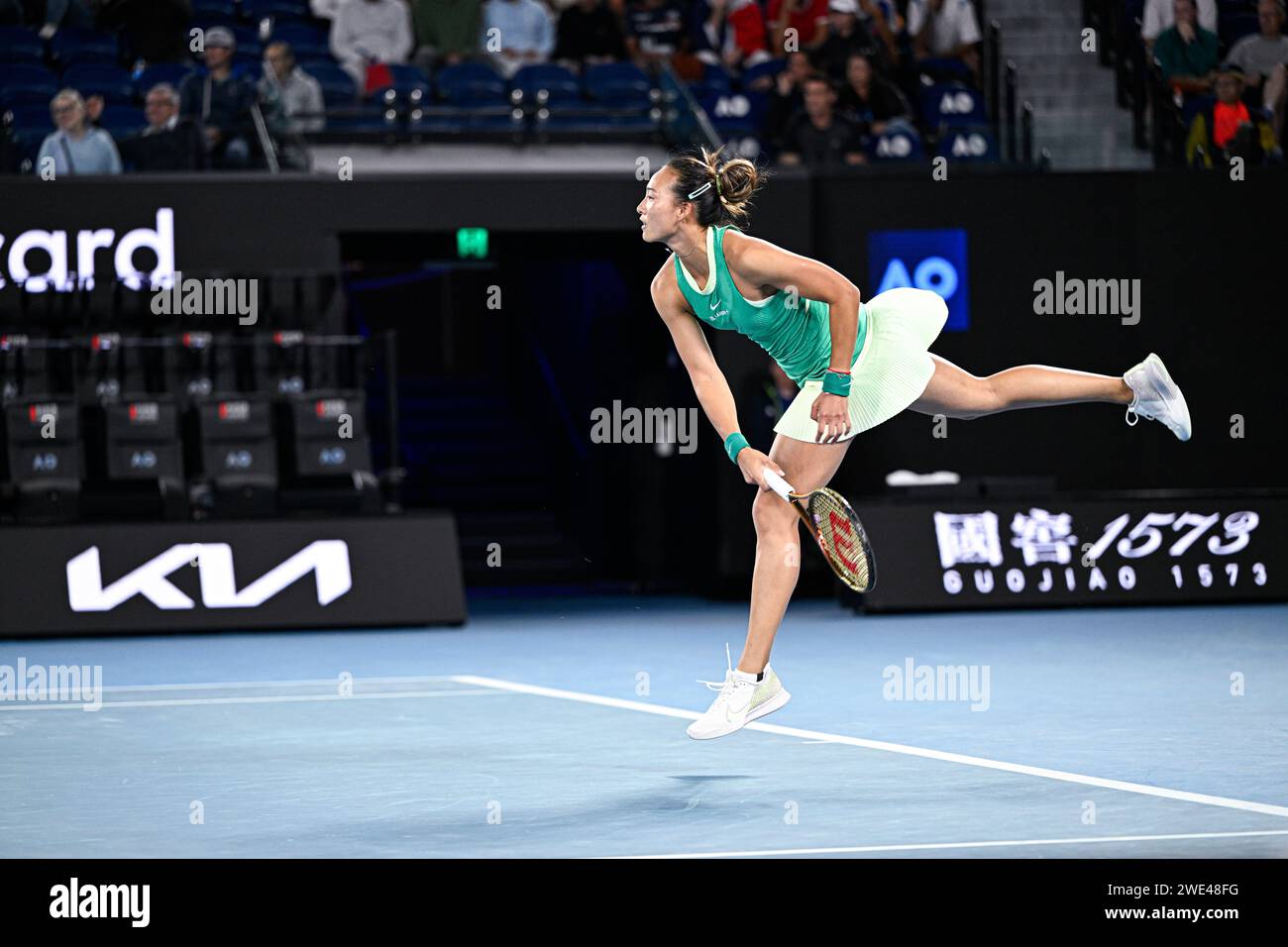 Qinwen Zheng of China during the Australian Open 2024, Grand Slam ...