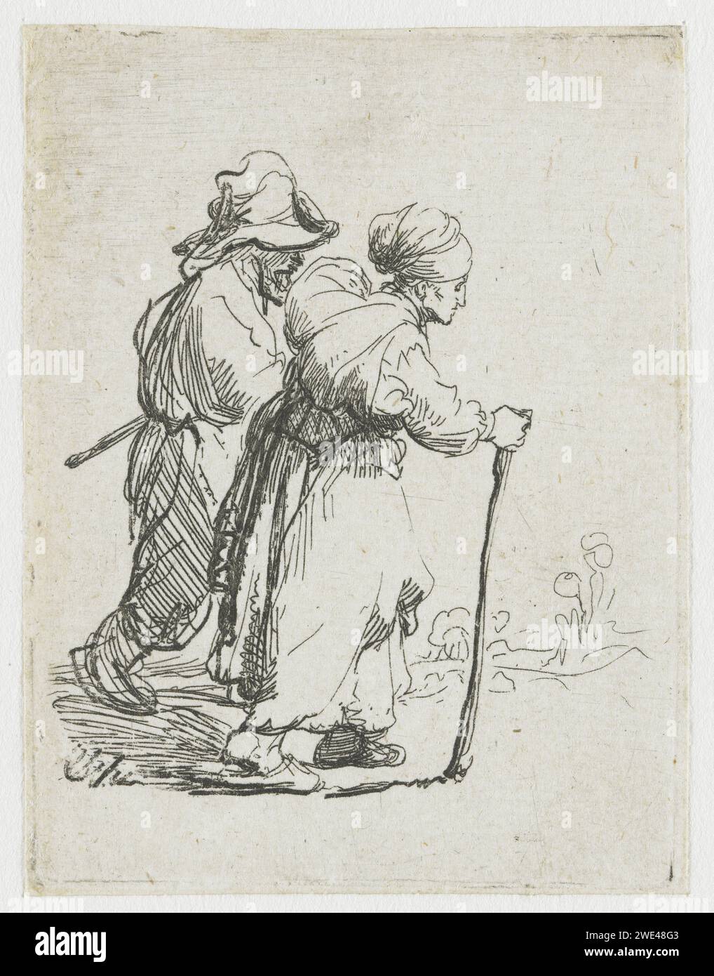 Two Tramps, a Man and a Woman, Rembrandt van Rijn, c. 1634 print paper ...