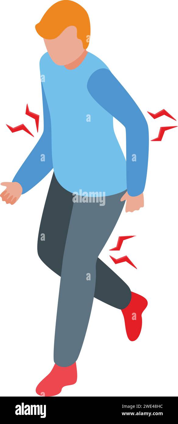 Boy convulsions body icon isometric vector. Medicine problem. Injury ...
