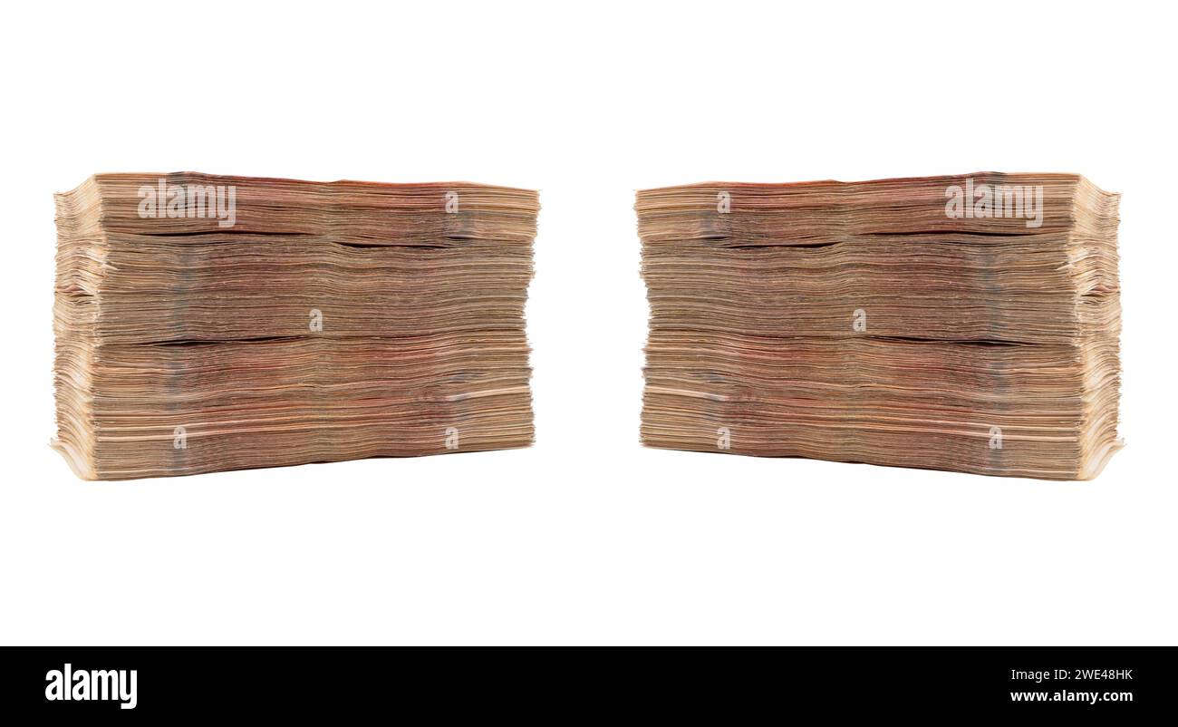 Stack of money bills isolated on white background. Stack of cash money ...