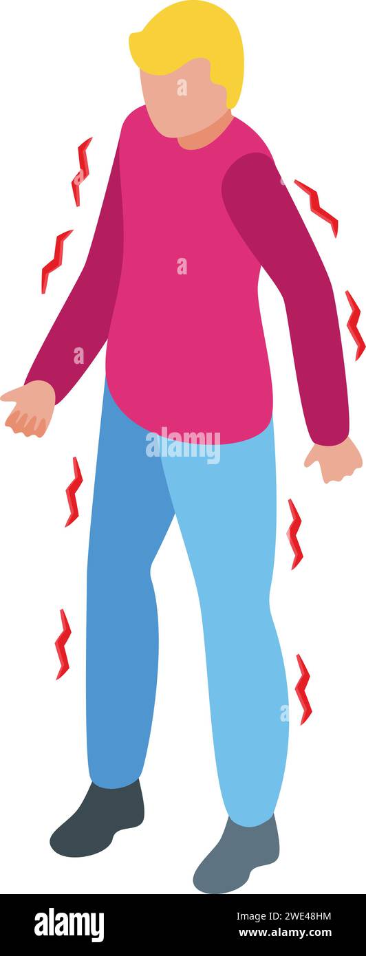 Convulsion all body icon isometric vector. First aid injury. Spasm ...