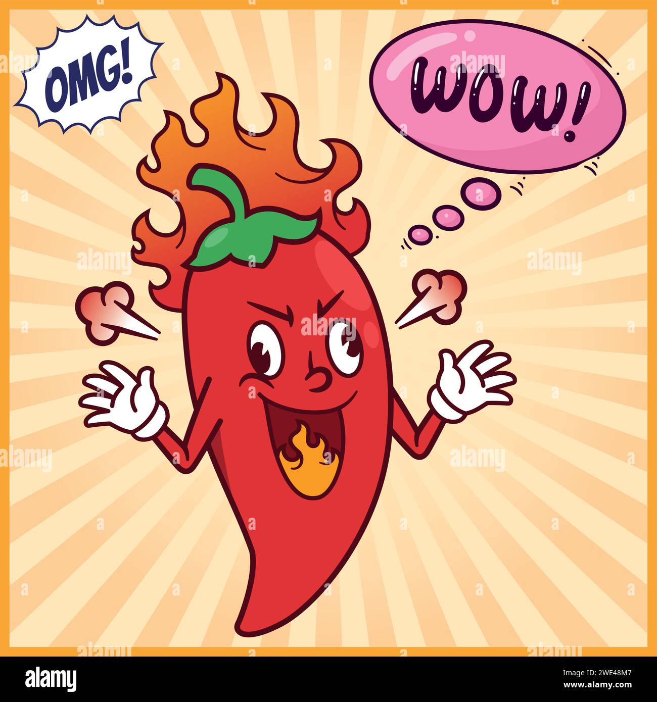 hot food red chili pop art Stock Vector Image & Art - Alamy