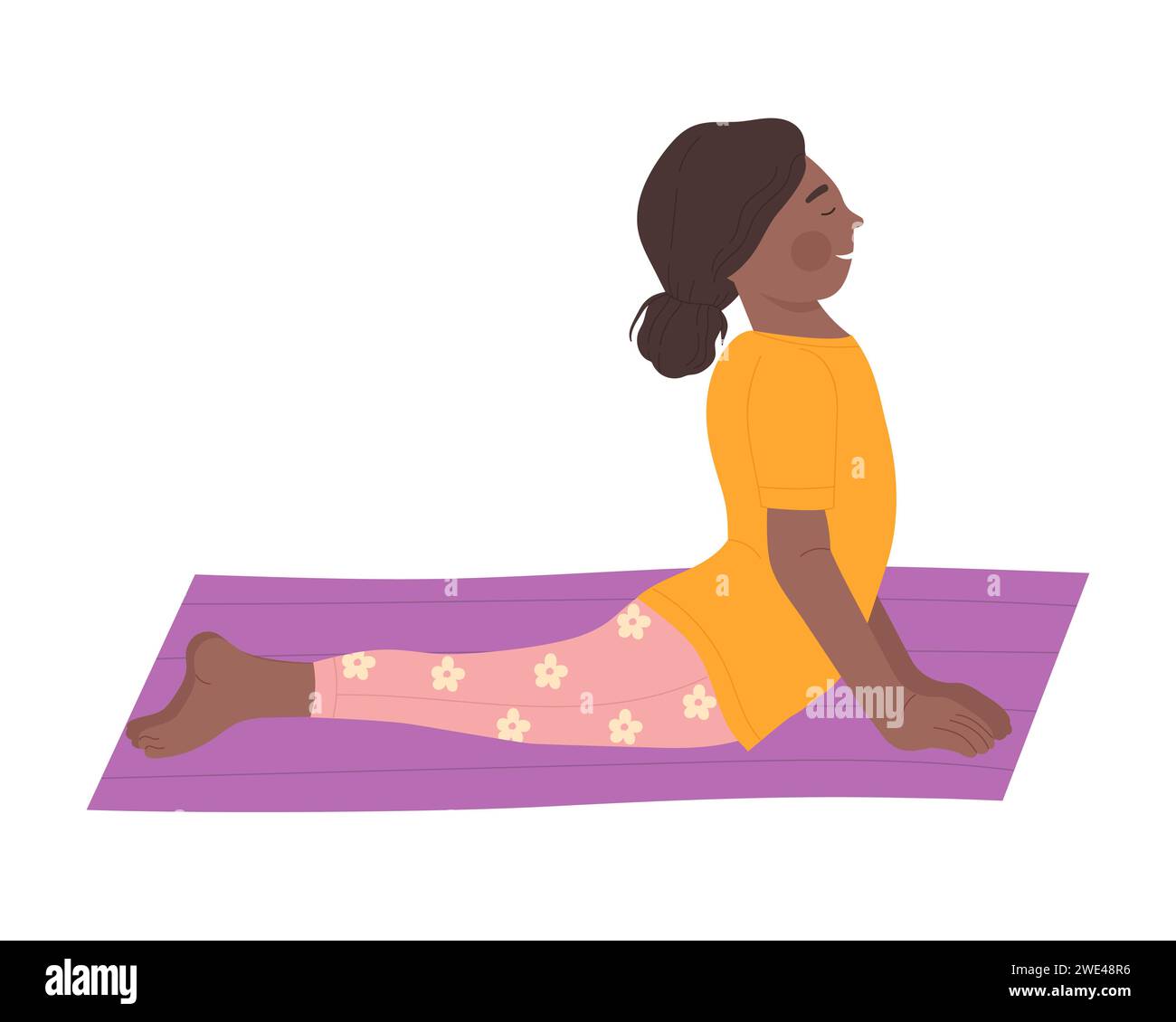 Little african girl in stretching pose. Kids practicing yoga sport ...