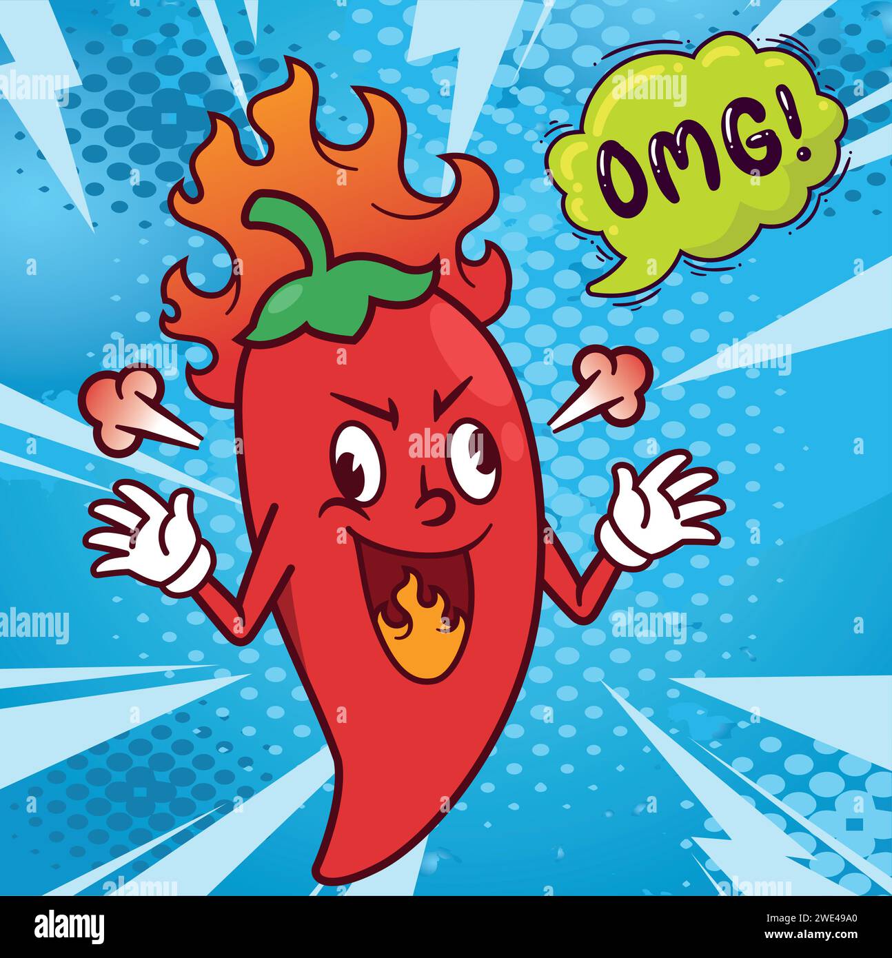 hot food red chili pop art Stock Vector Image & Art - Alamy