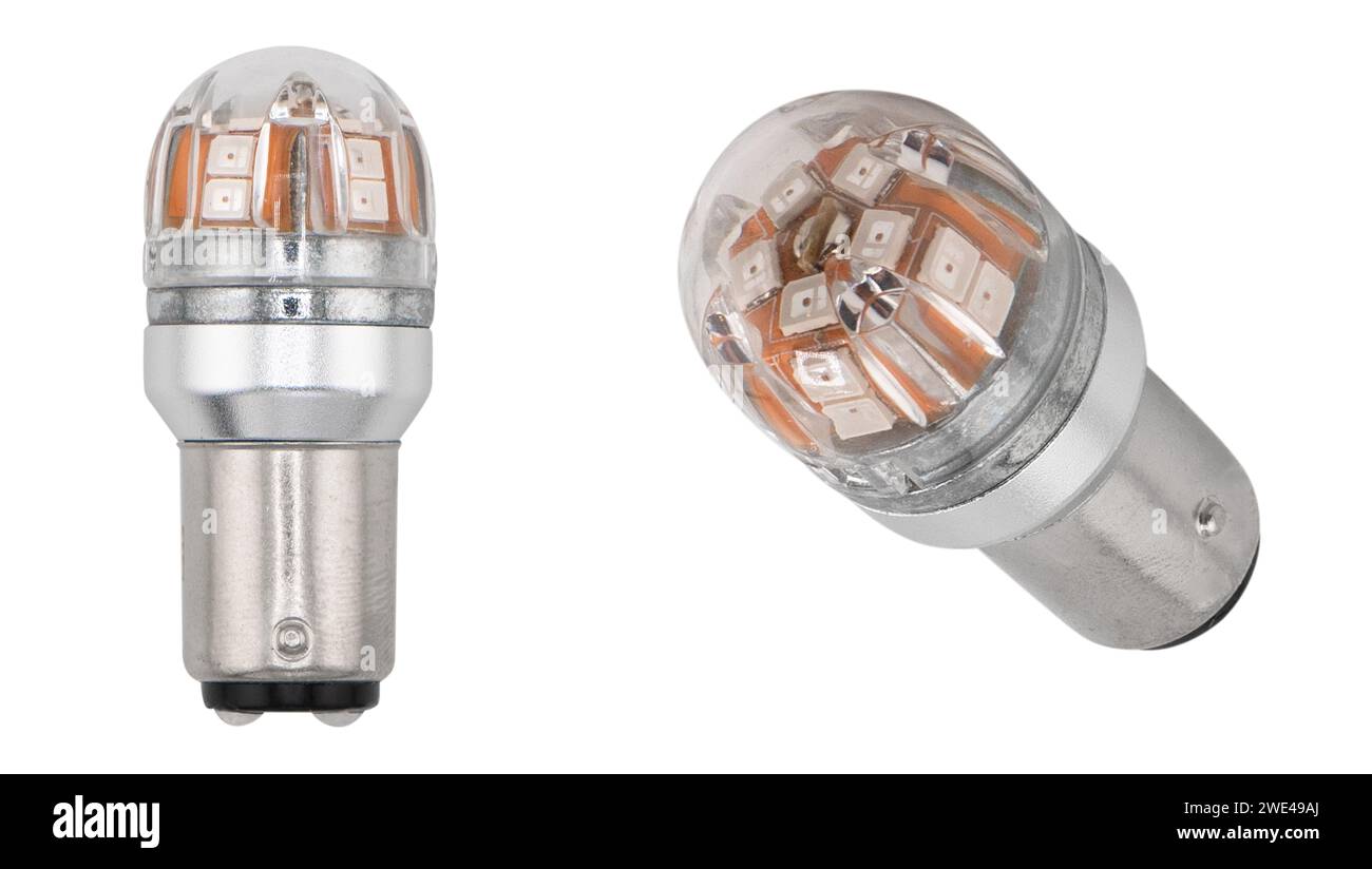 LED car lamp isolated white background. Led car lights on a white ...
