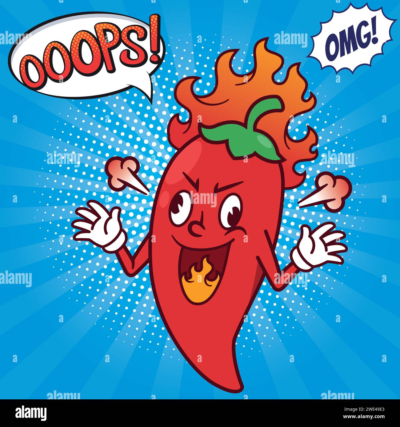 hot food red chili pop art Stock Vector Image & Art - Alamy