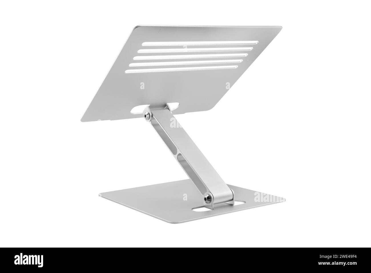 Laptop aluminium stand isolated on a white background. Metal notebook ...