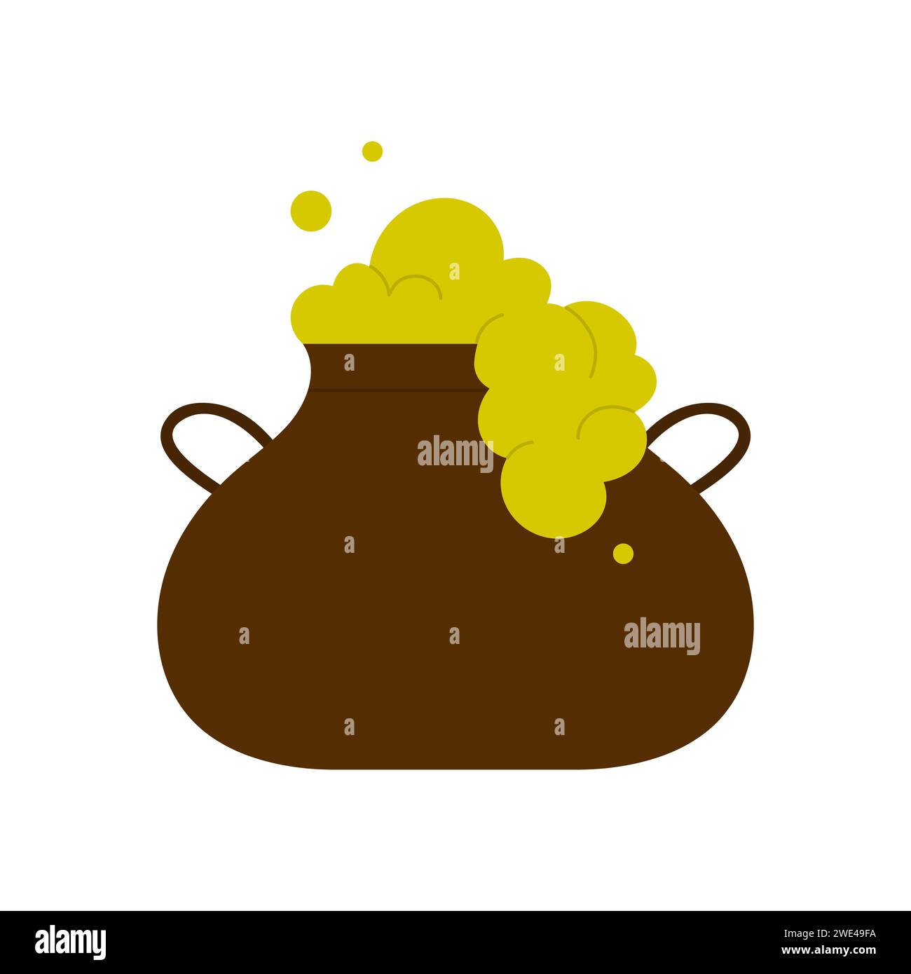 Cauldron with green elixir potion. Witchcraft poison, magic object ...