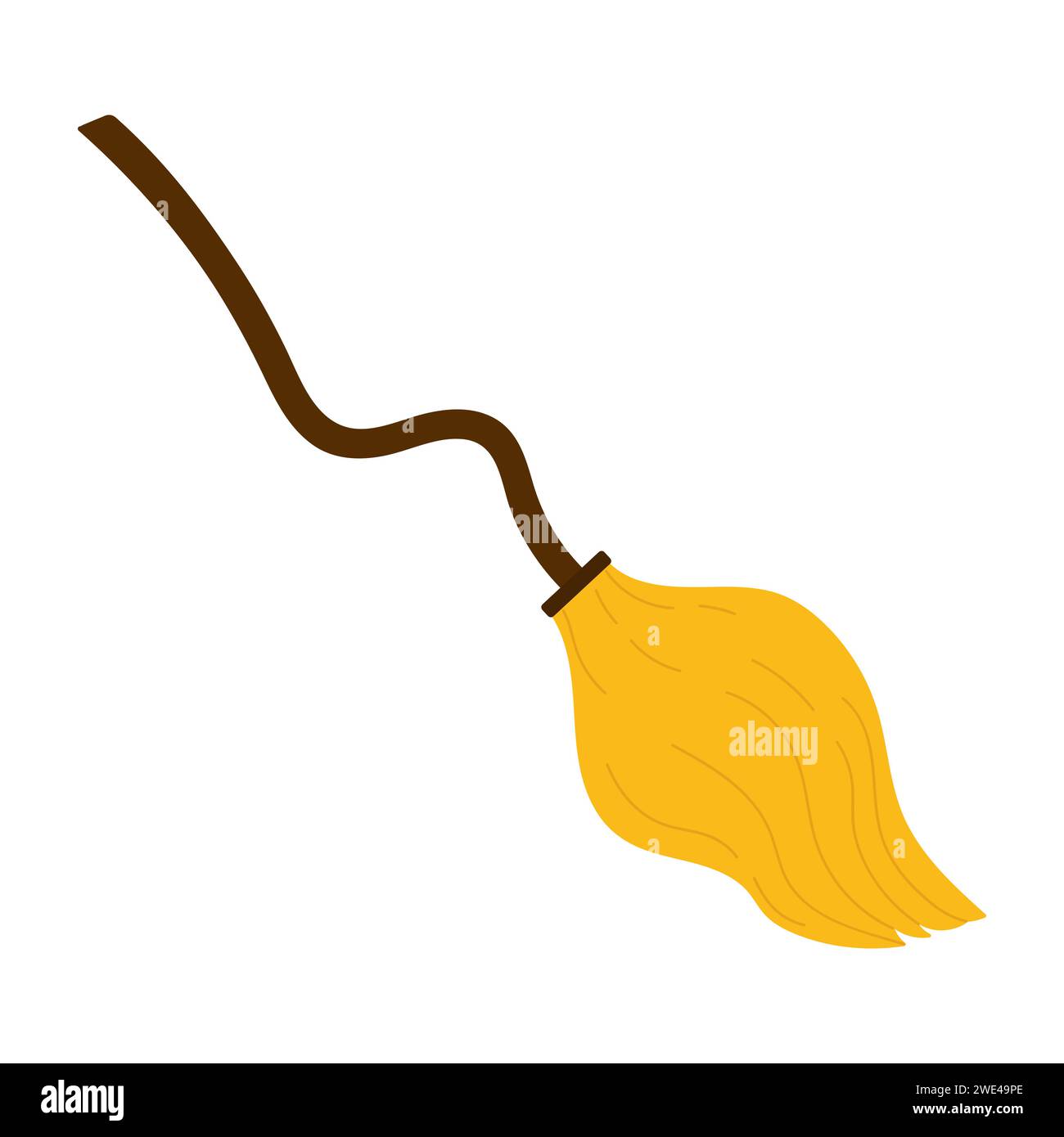 Witch flying broom. Witchcraft tools, wizard attributes, magic ritual ...