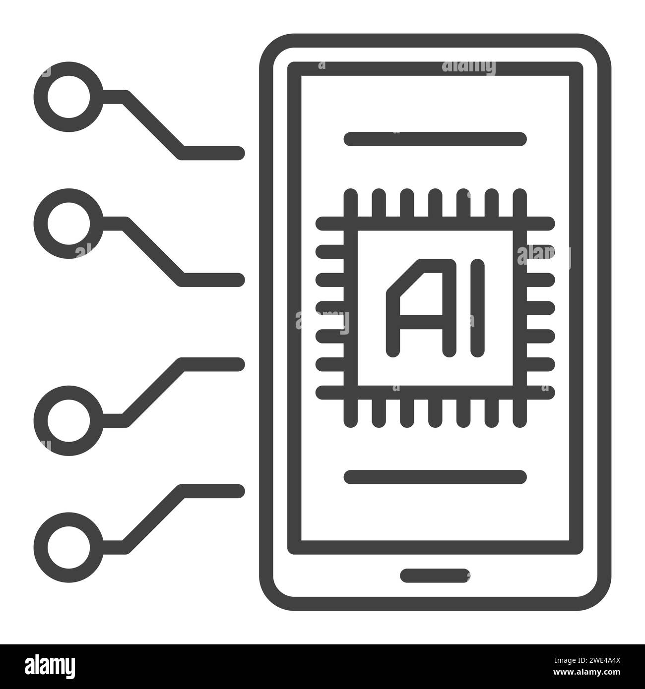 AI Smartphone Device vector Artificial Intelligence concept outline icon or symbol Stock Vector ...
