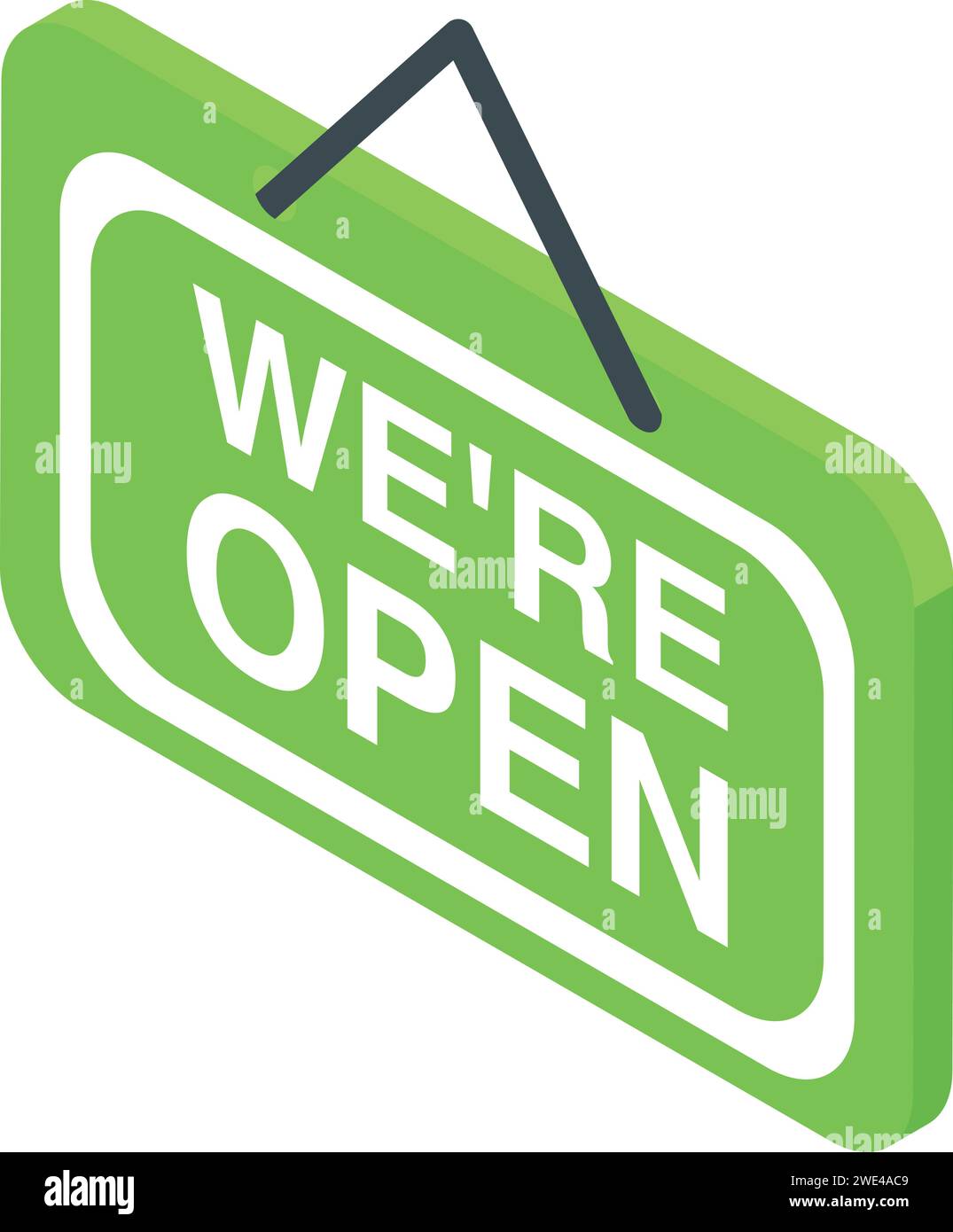 We are open board sticker icon isometric vector. Street shop. Unlocked ...