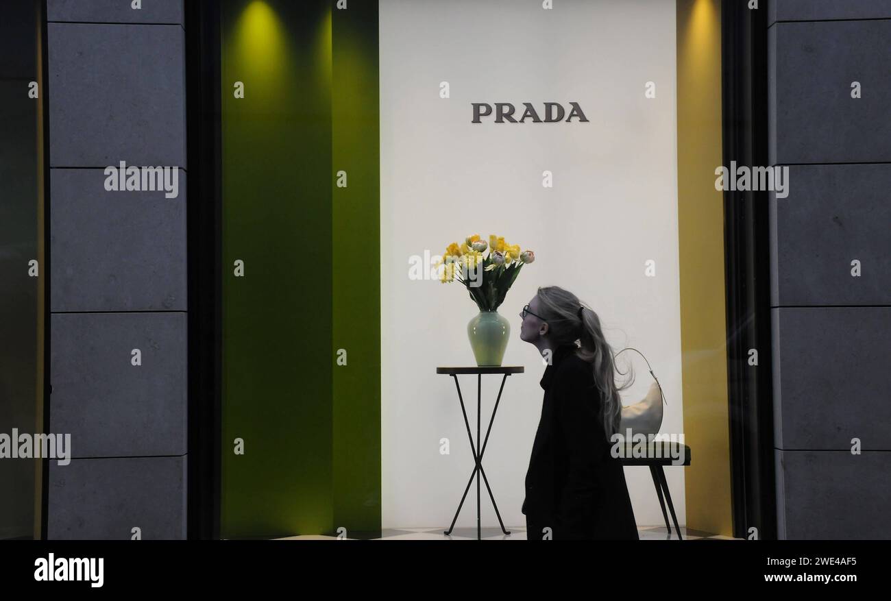 Copenhagen, Denmark /23 January 2024/. Prada store on stroeget in ...