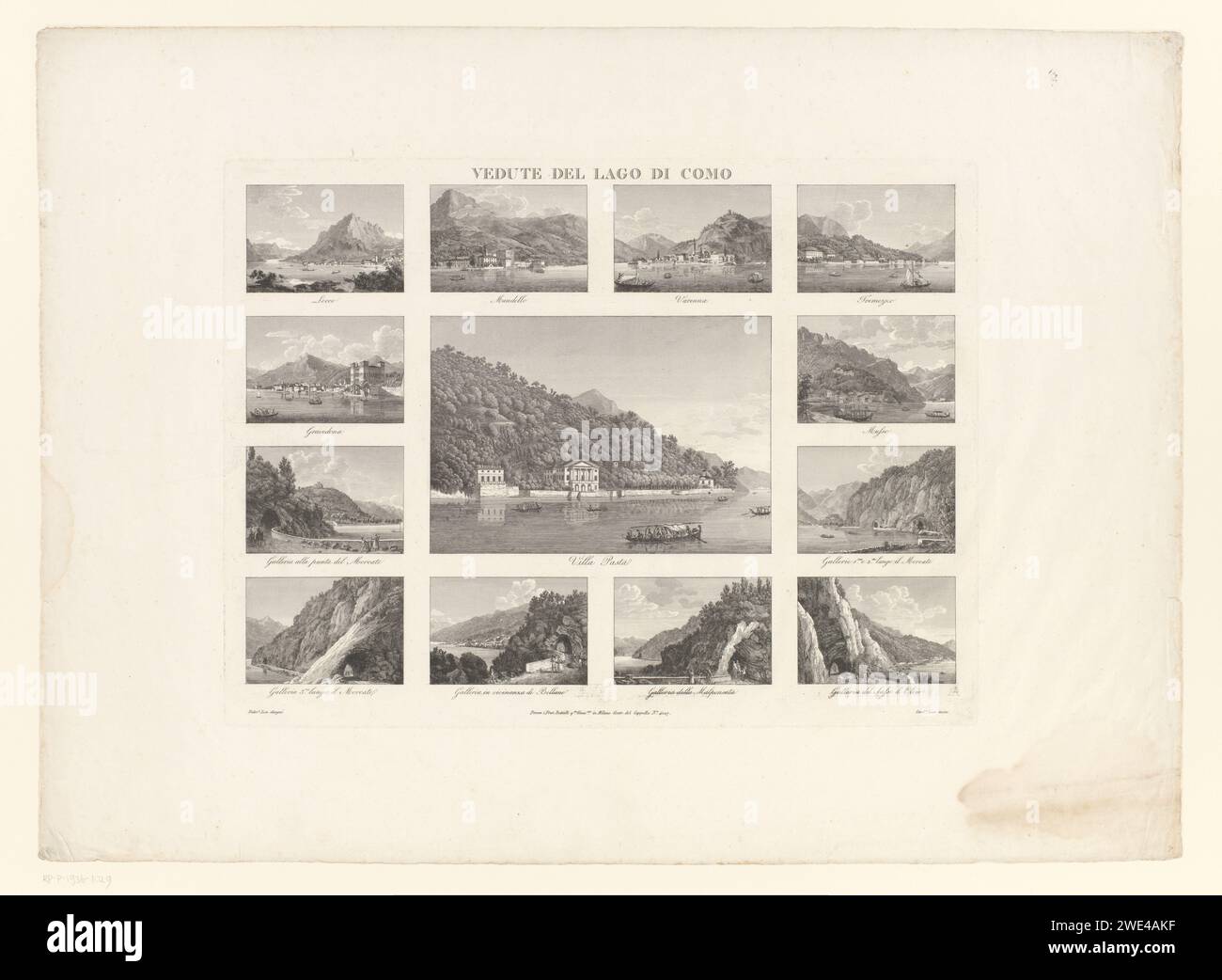 Lake View, Caroline Lose, After Friedrich Lose, 1794 - 1830 print Text in Italian in the margins ...