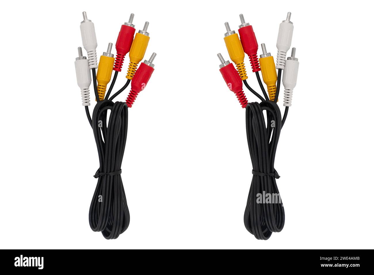 RCA stereo jack input cable isolated on white background. RCA composite ...