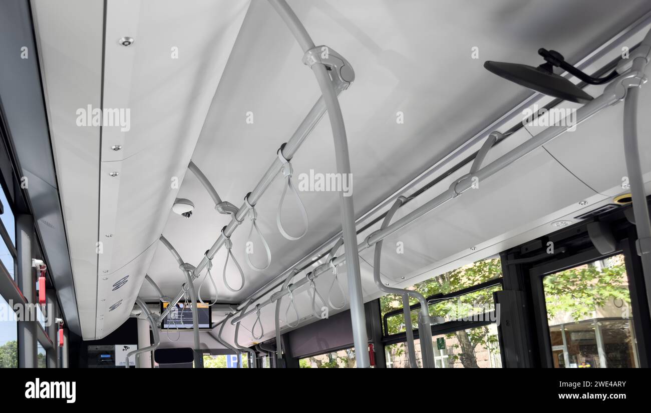 The bus inside. Interior of a modern city bus Stock Photo - Alamy