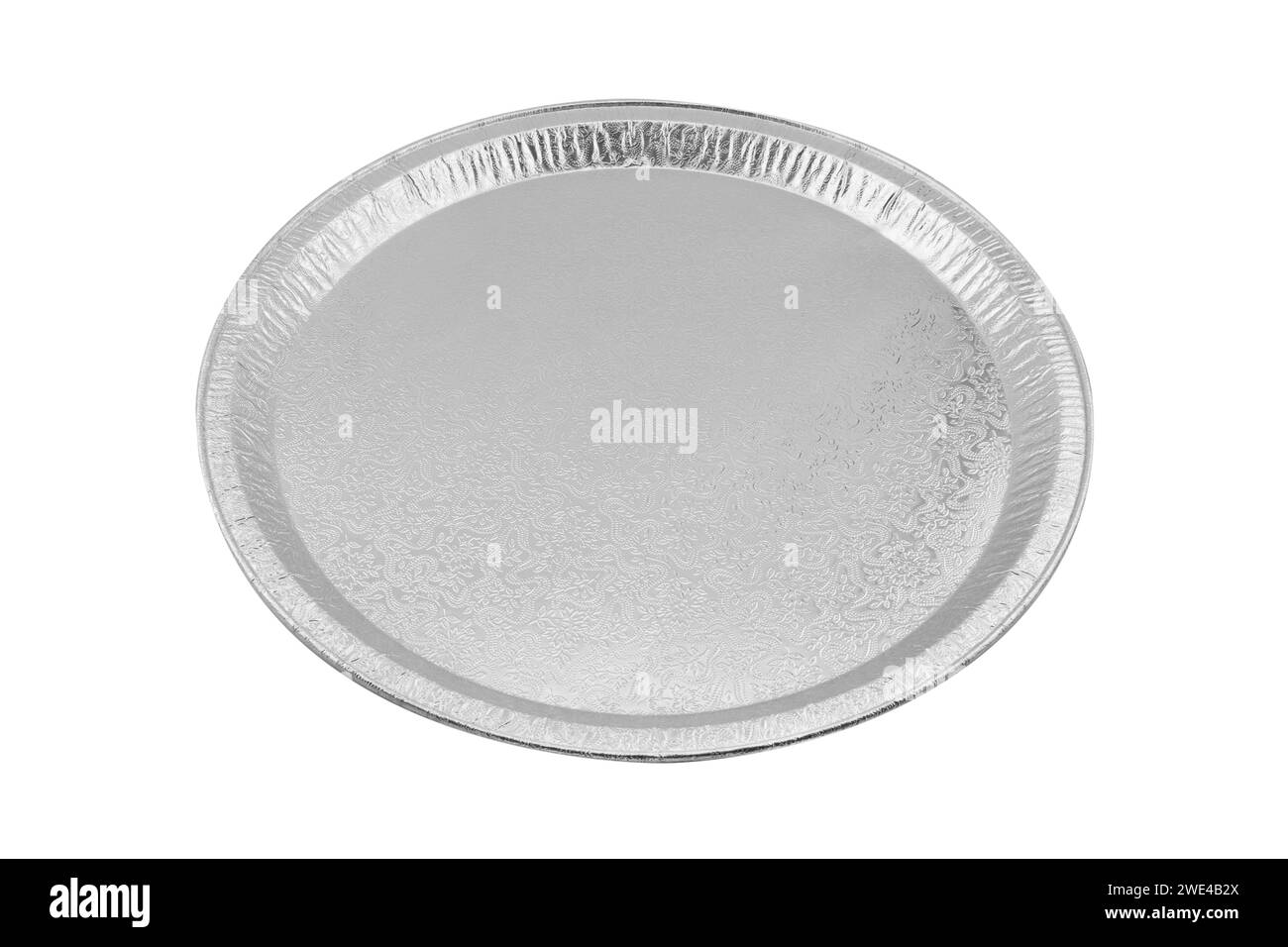 Foil baking dish closeup isolated on a white background. Empty ...
