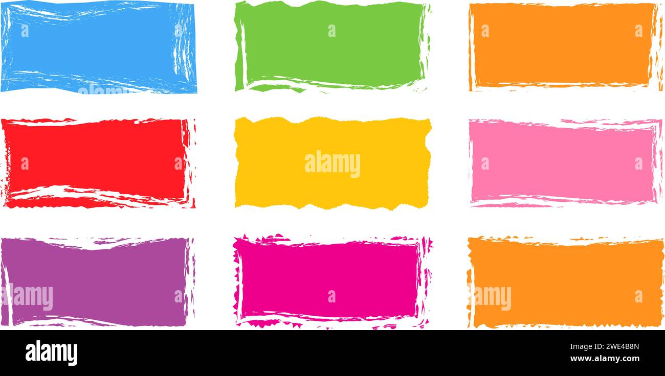 Jagged rectangle. Bright color simple shapes. Rectangle paper template ...