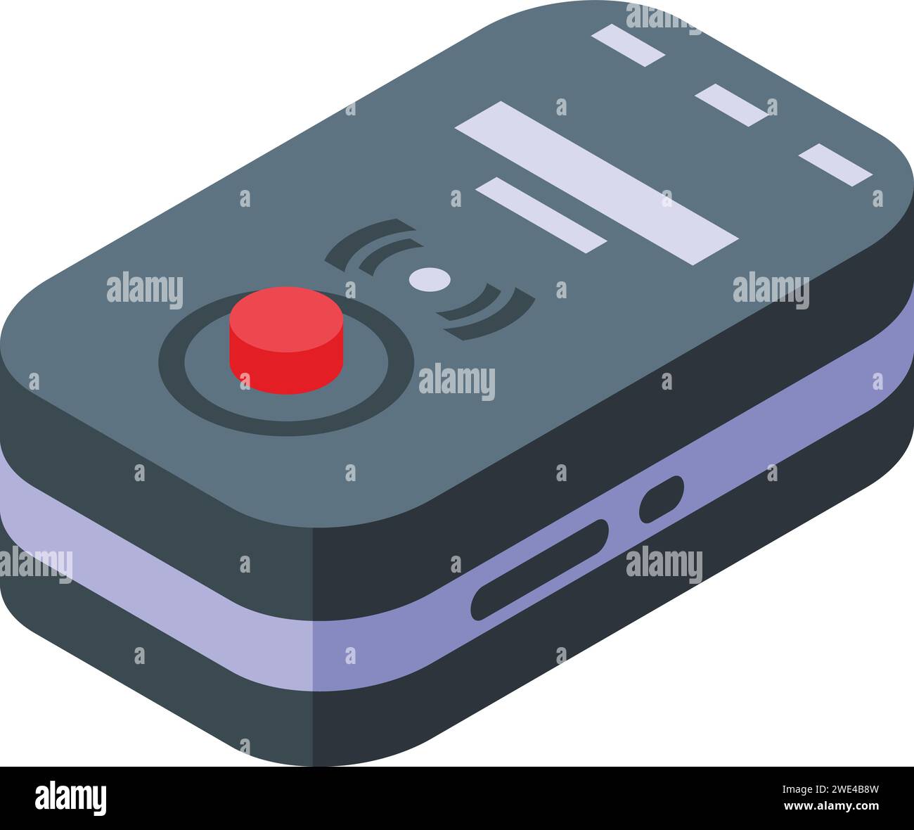 Red button tracker icon isometric vector. Global center. Service data ...