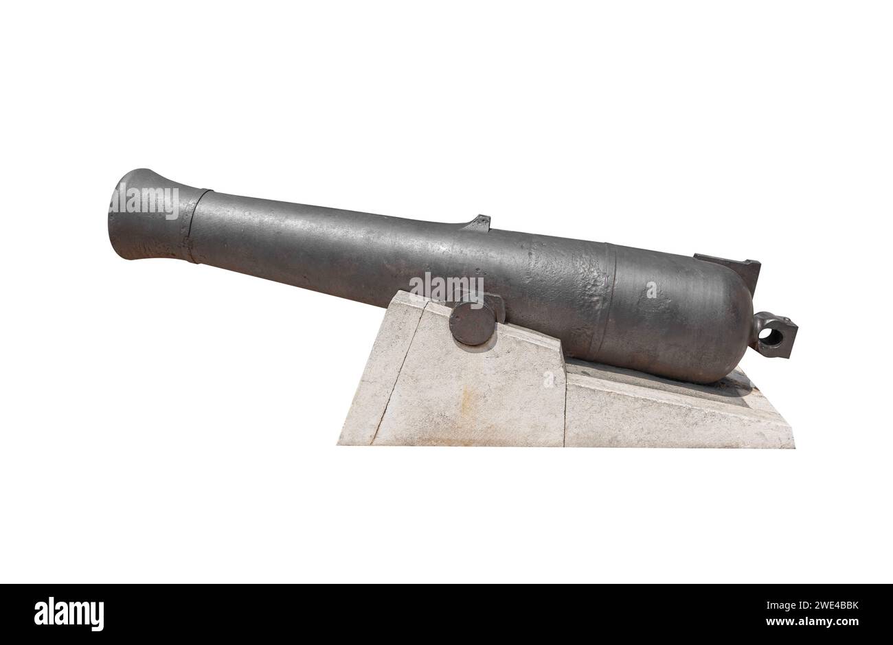 Iron naval antique cannon isolated on white Stock Photo - Alamy