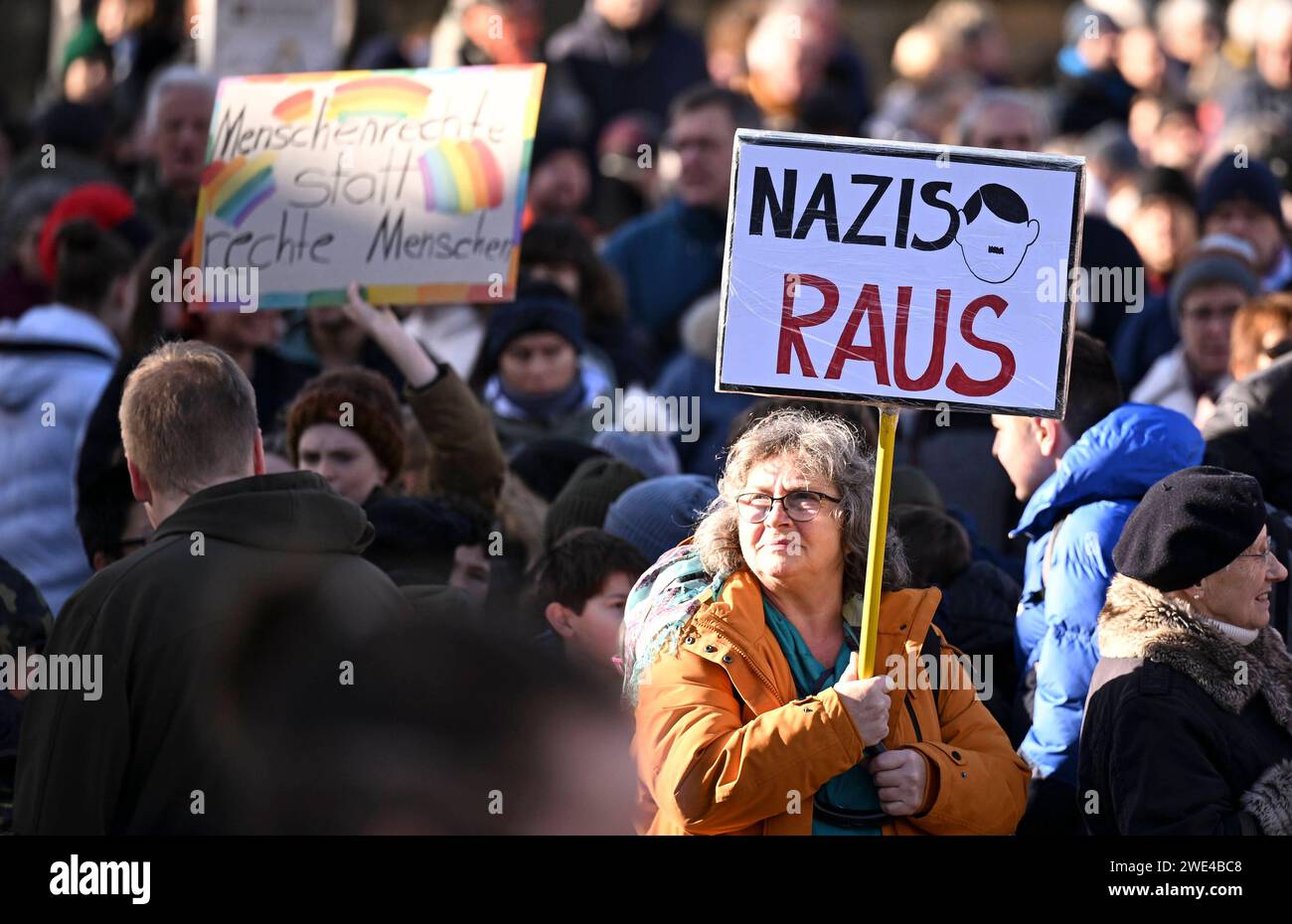 Rottenburg Kreis Tuebingen 23.01.2024 Ein Plakat, Nazis raus, beim ...