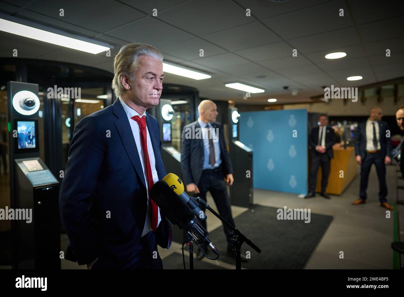 The Hague, Netherlands. 23 January, 2024. Geert Wilders (PVV) arrives ...