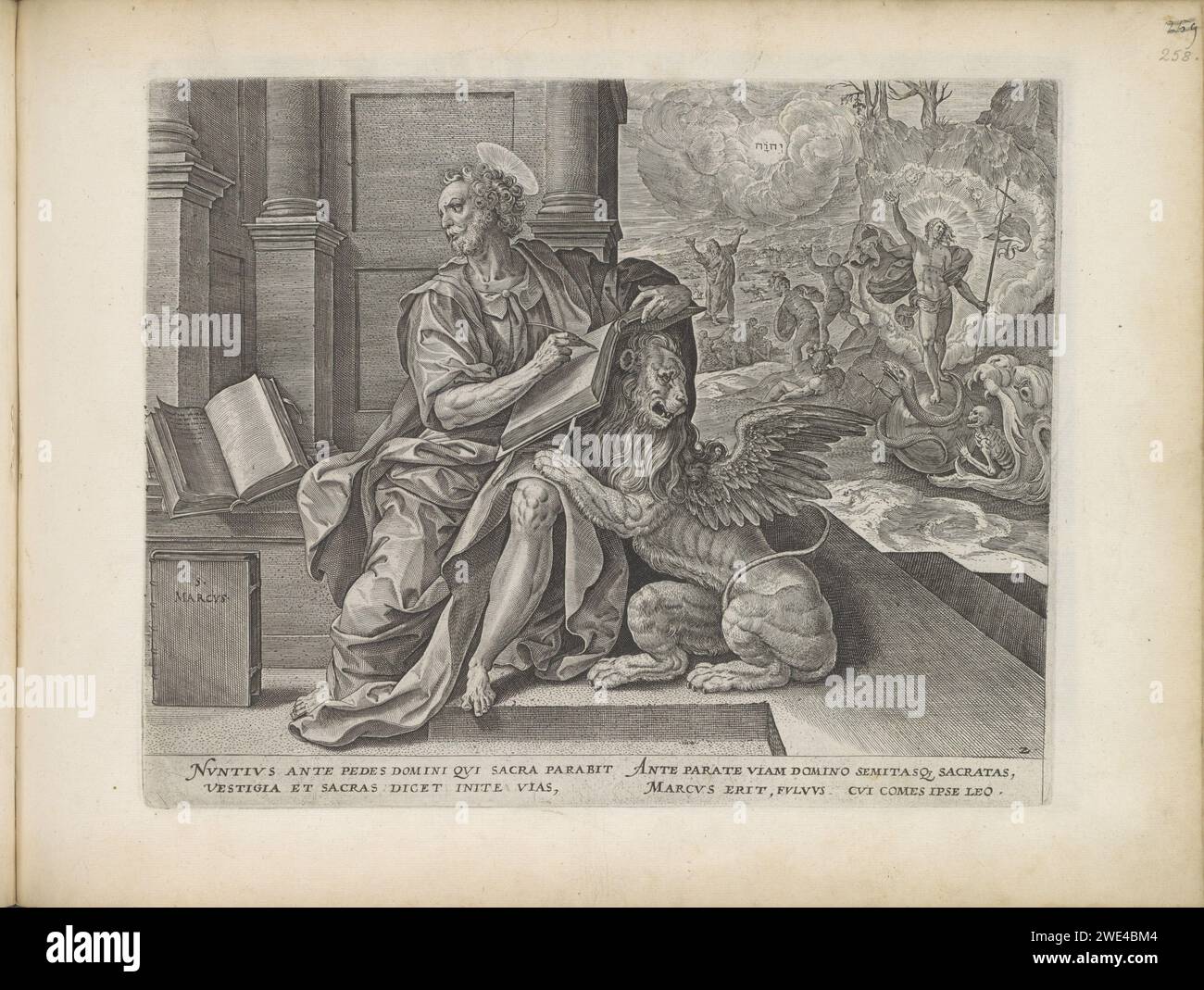 Evangelist Marcus, 1643 print The evangelist Marcus writes his gospel ...