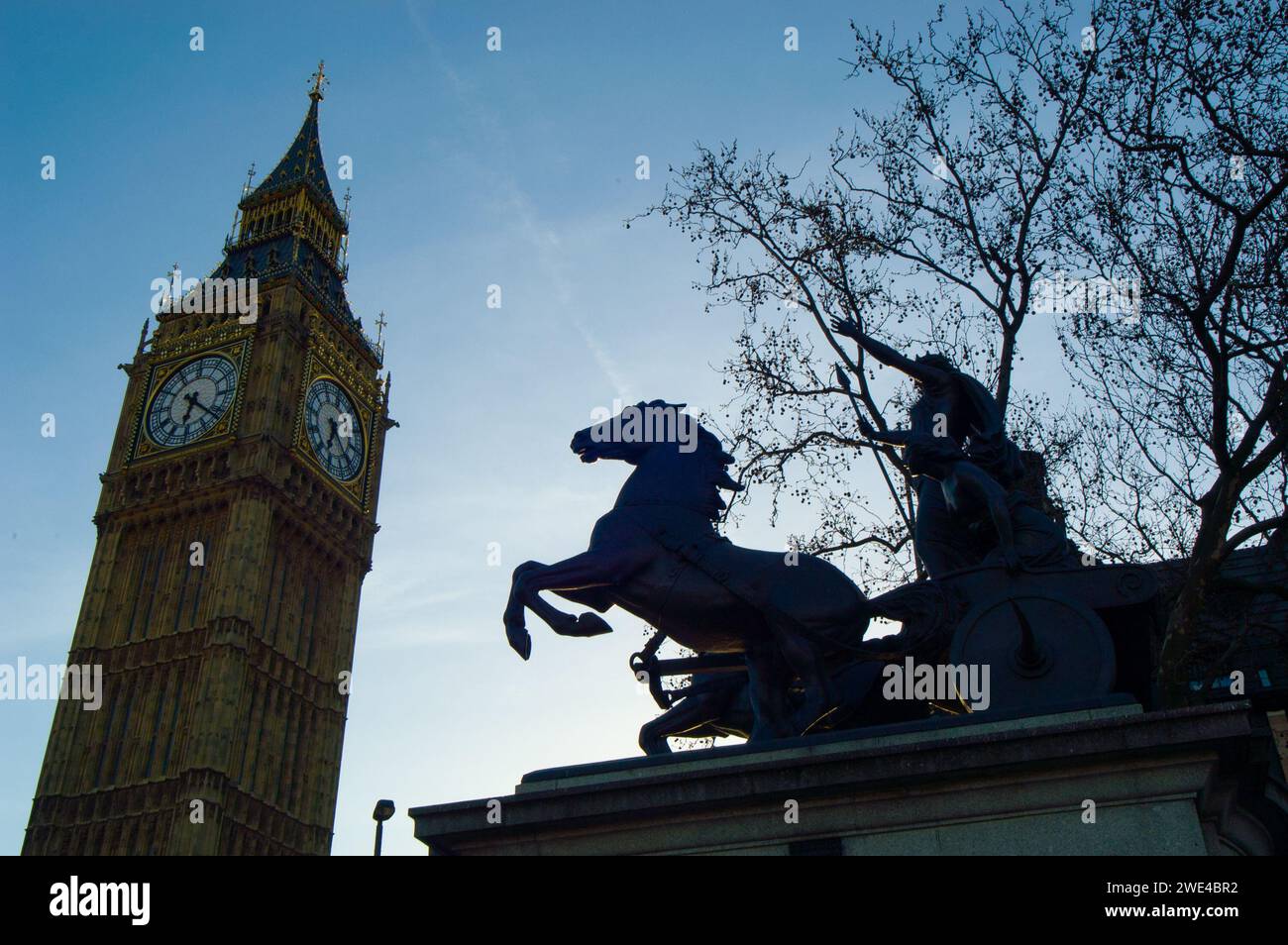 The statue of "Boadicea and Her Daughters" in Westminster, London ...