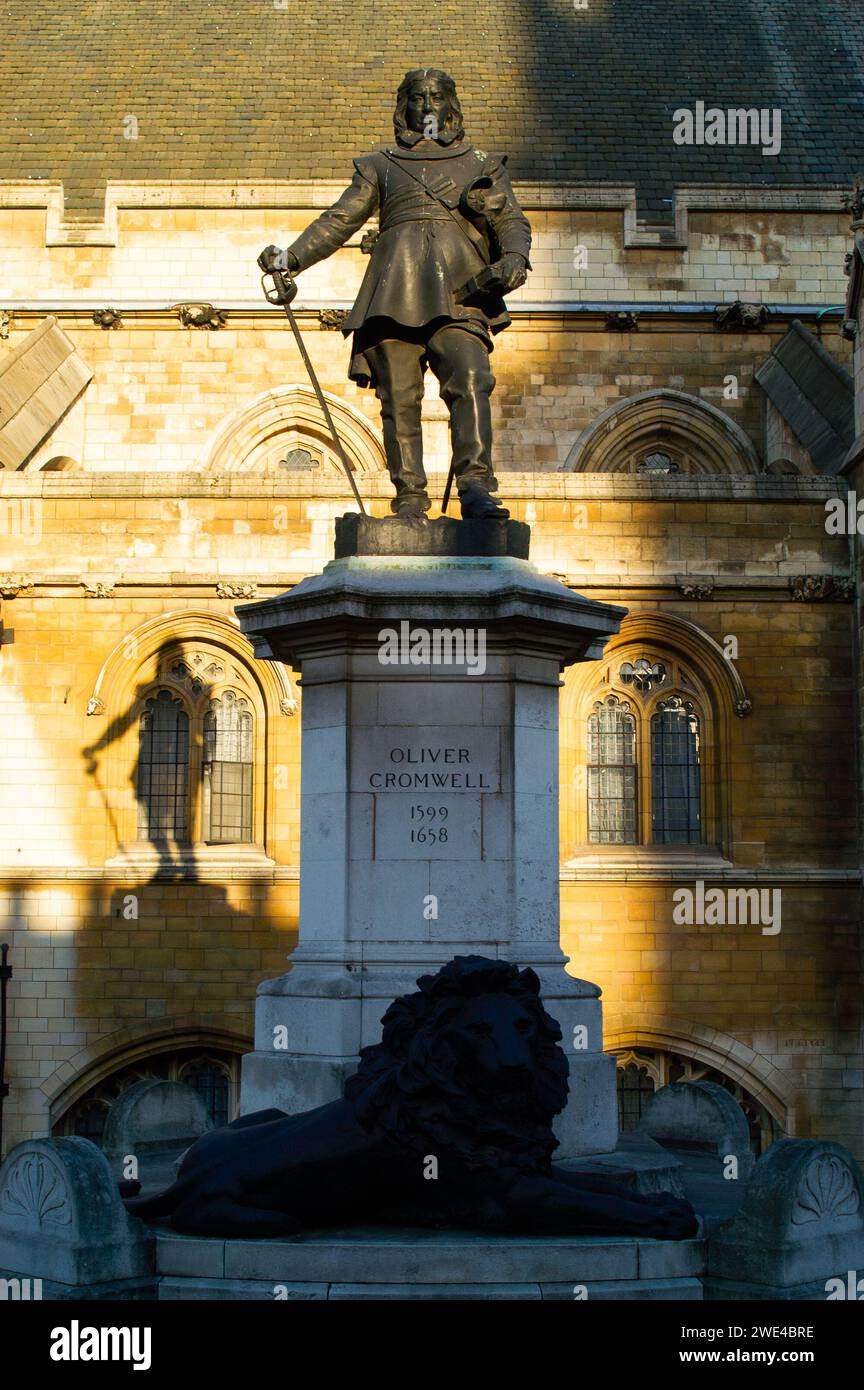 Hamo Thornycrofts statue of Oliver Cromwell at the Houses of Parliament, London, England, United ...