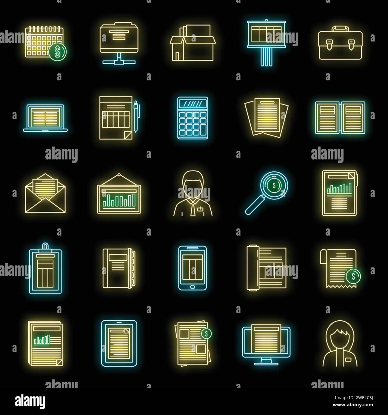 Estimator process icons set. Outline set of estimator process vector ...