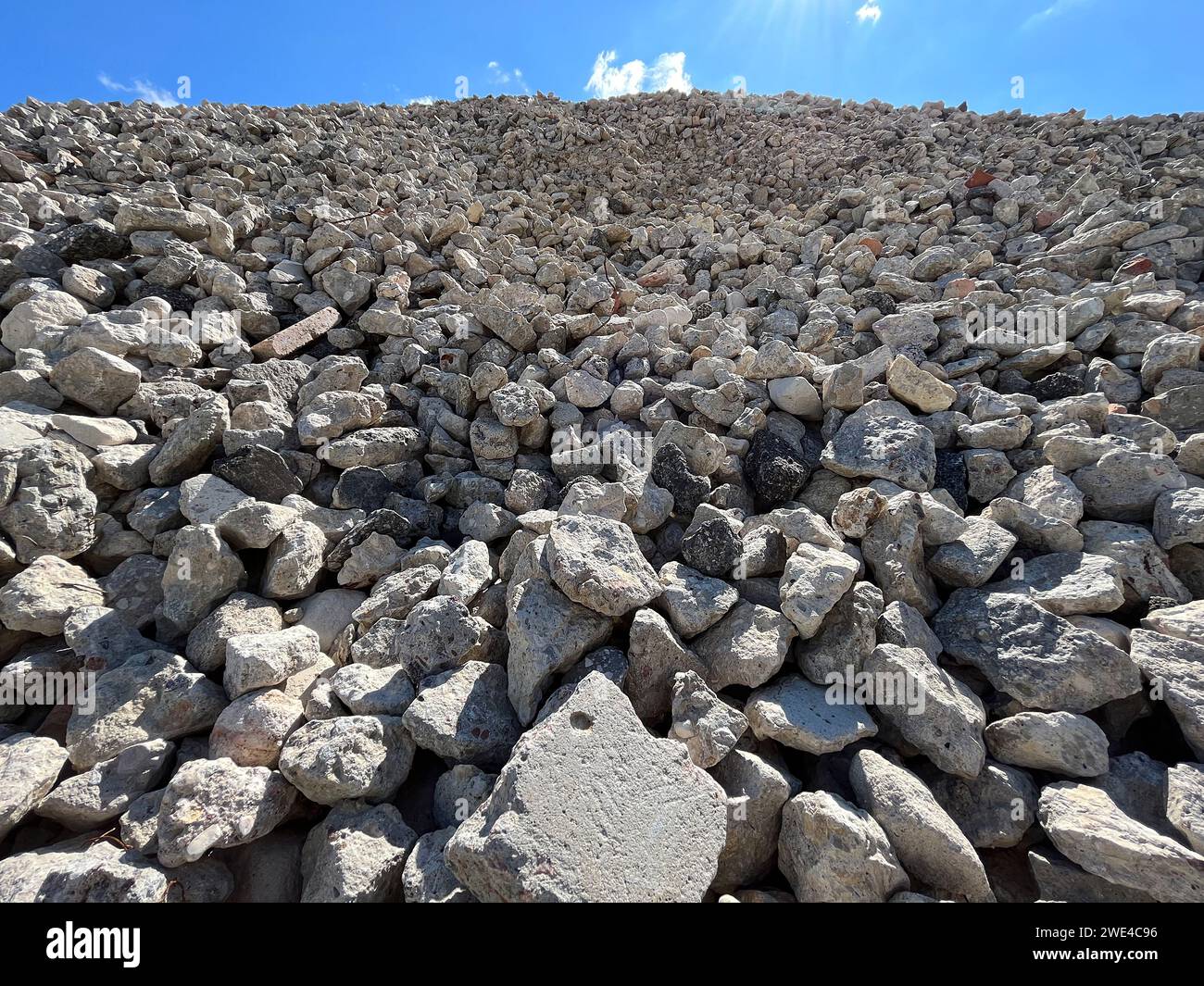 Crushed gravel rock close-up. Road building construction material. Low ...