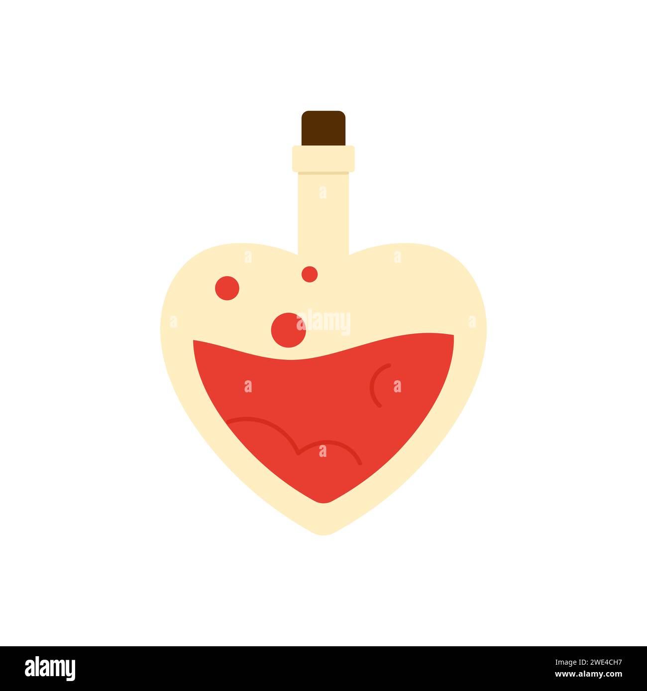 Heart shaped bottle with love potion. Witchcraft poison, magic occult ...