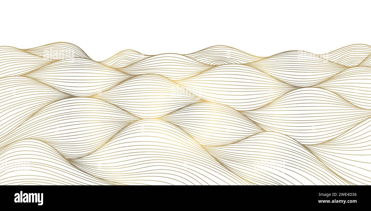 Vector gold line abstract wavy background, luxury curve texture ...
