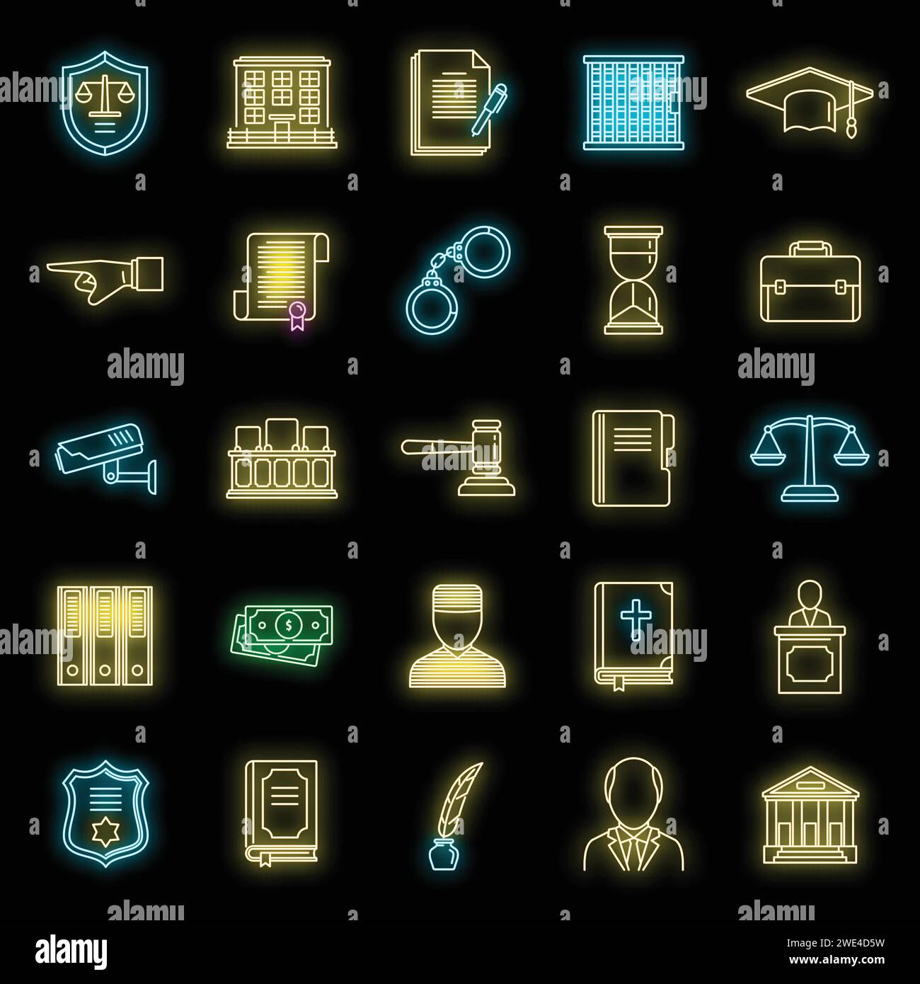 Public prosecutor icons set. Outline set of public prosecutor vector ...