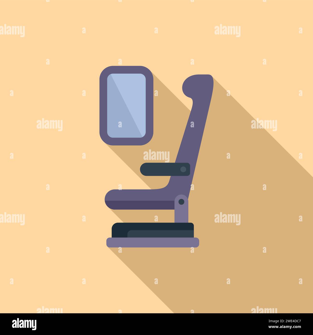 Service seat window icon flat vector. Vacation plane. Chair vip fly ...
