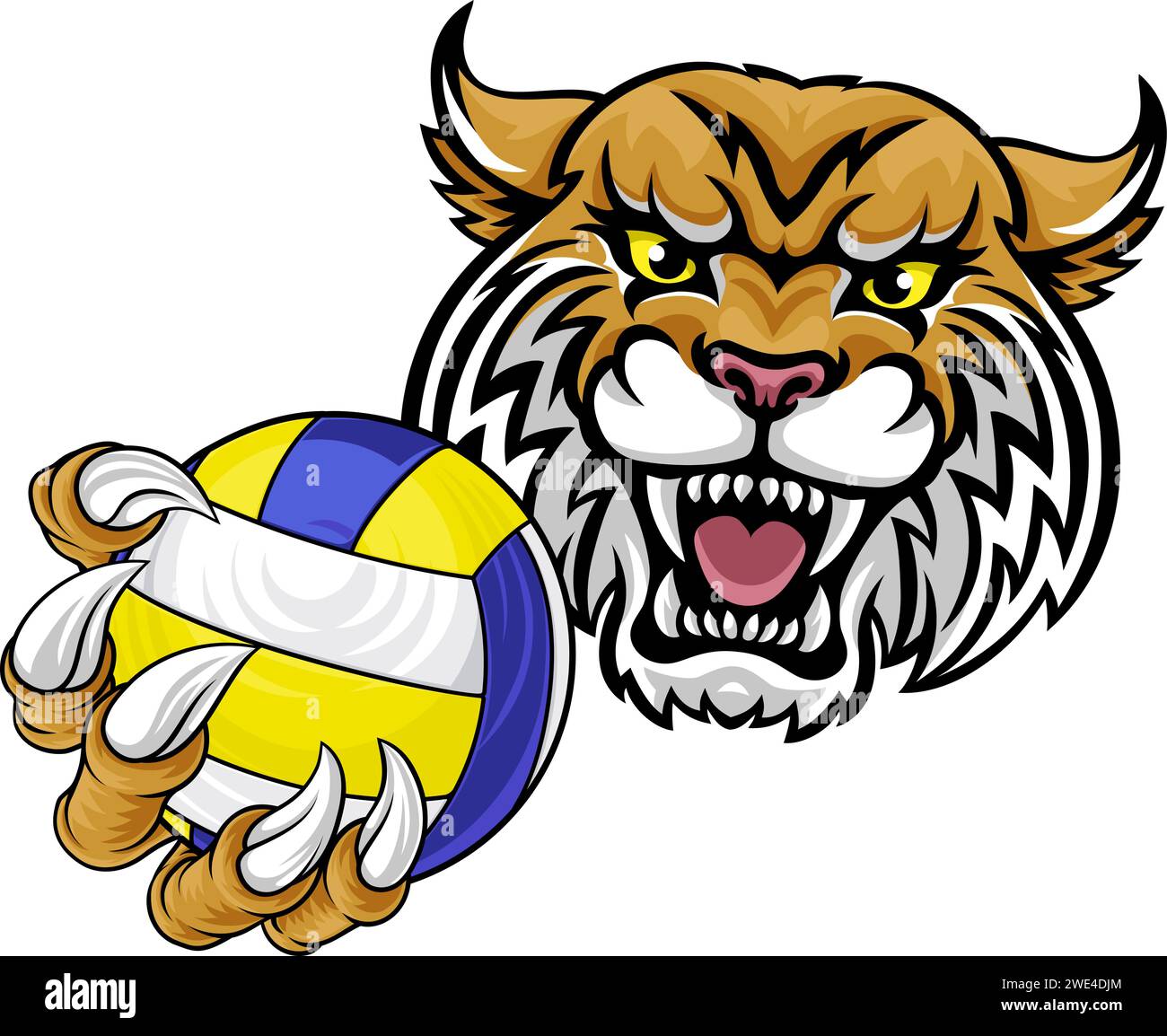 Wildcat Cougar Lynx Lion Volleyball Claw Mascot Stock Vector Image ...