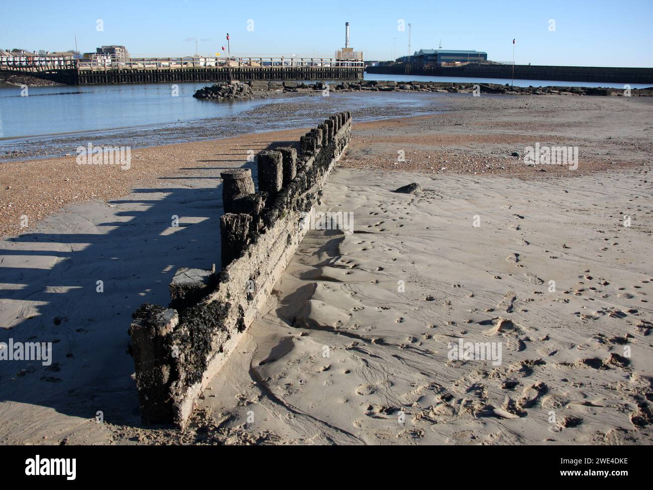 Views from a beach at the river Adur estuary at Shoreham by Sea Stock ...
