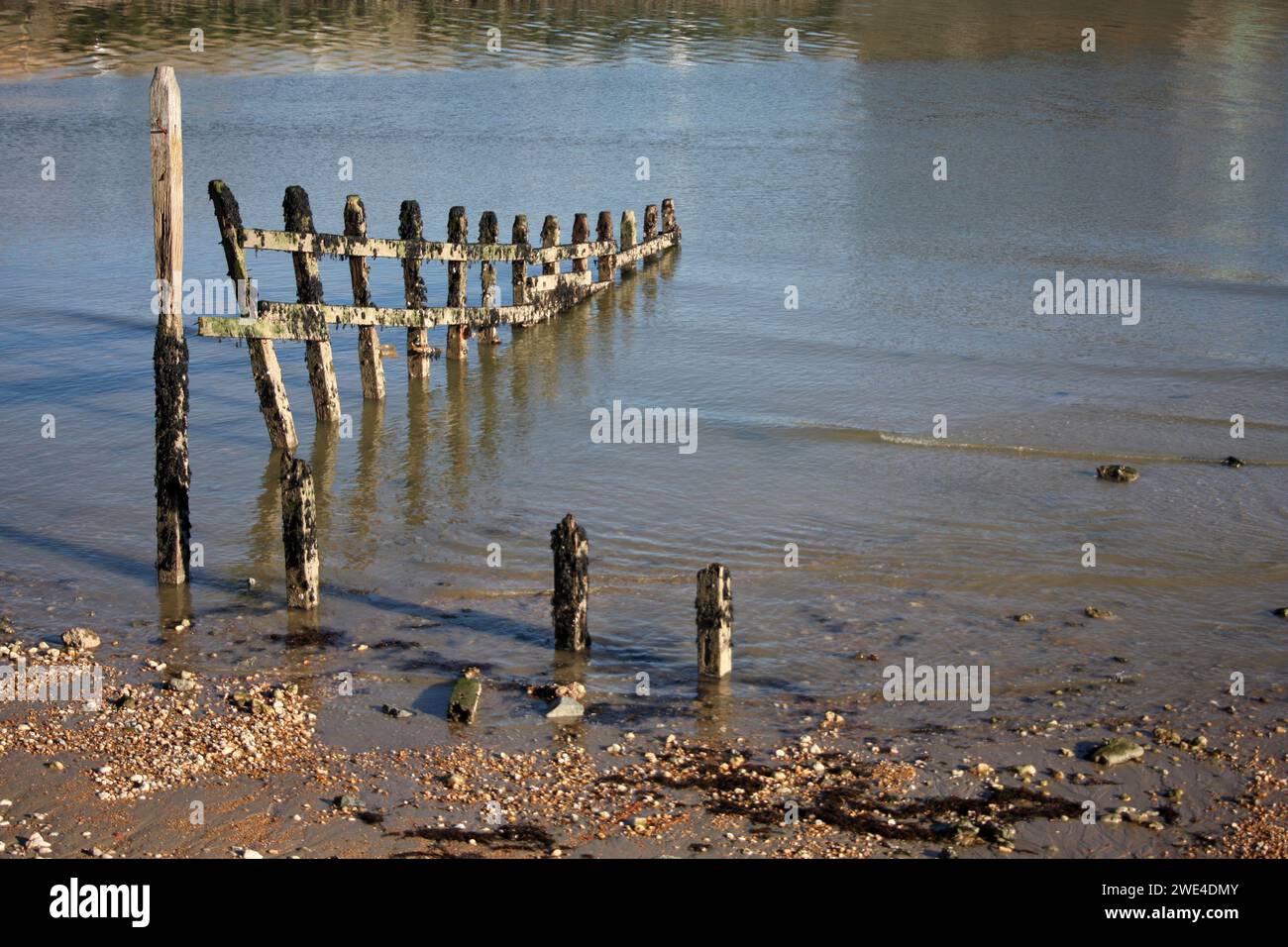 Views from a beach at the river Adur estuary at Shoreham by Sea Stock ...